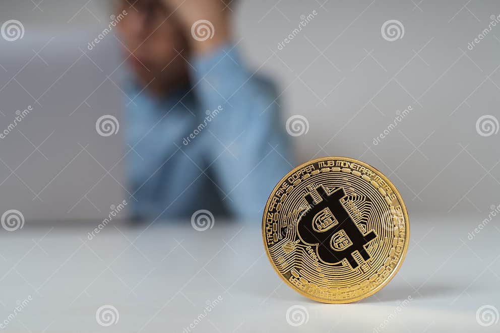 Closeup Bitcoin Cryptocurrency Upside Down when Bitcoin Price Crash ...