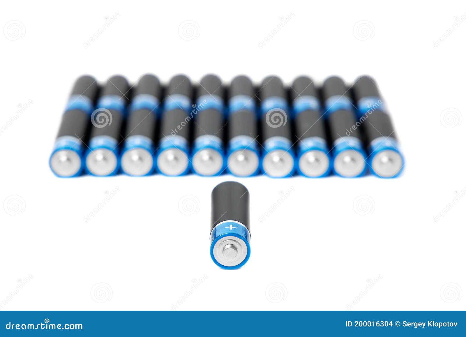 A Closeup of a Black Battery with a Blue Border. Isolated on White ...