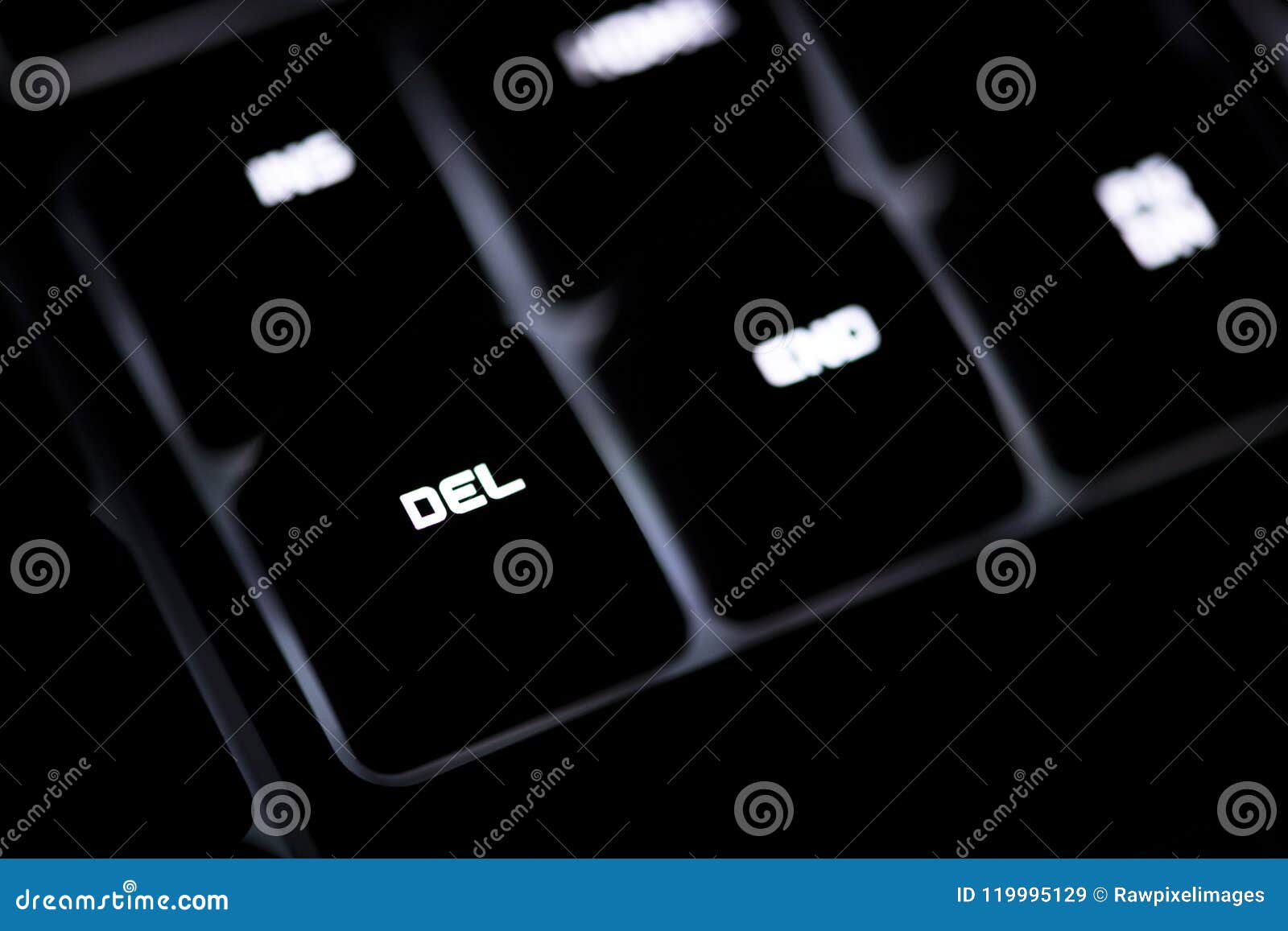 Closeup of a Black Computer Keyboard and DEL Button Stock Image - Image ...