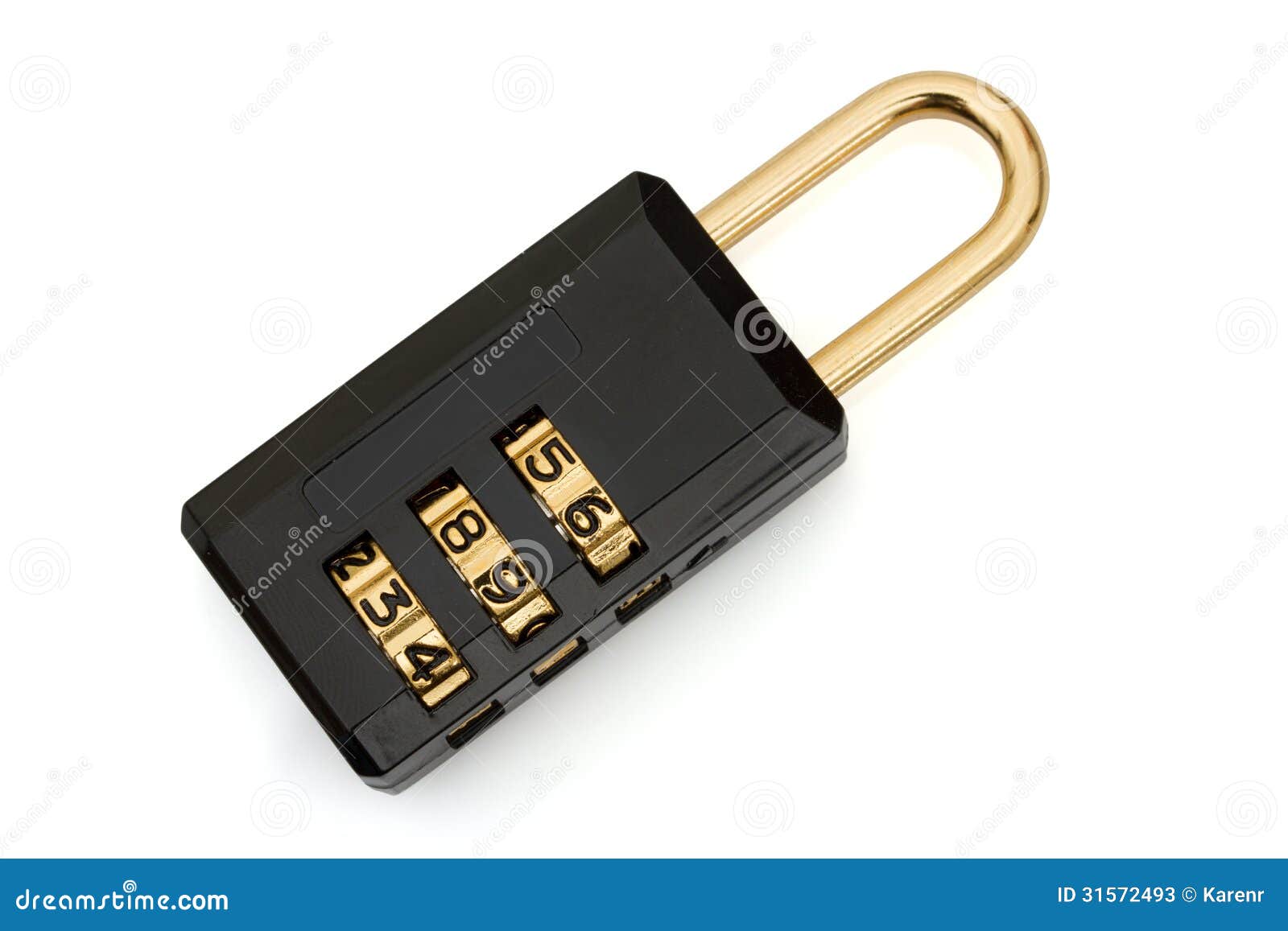 Closeup of a Black and Gold Combination Lock Isolated on White Stock ...
