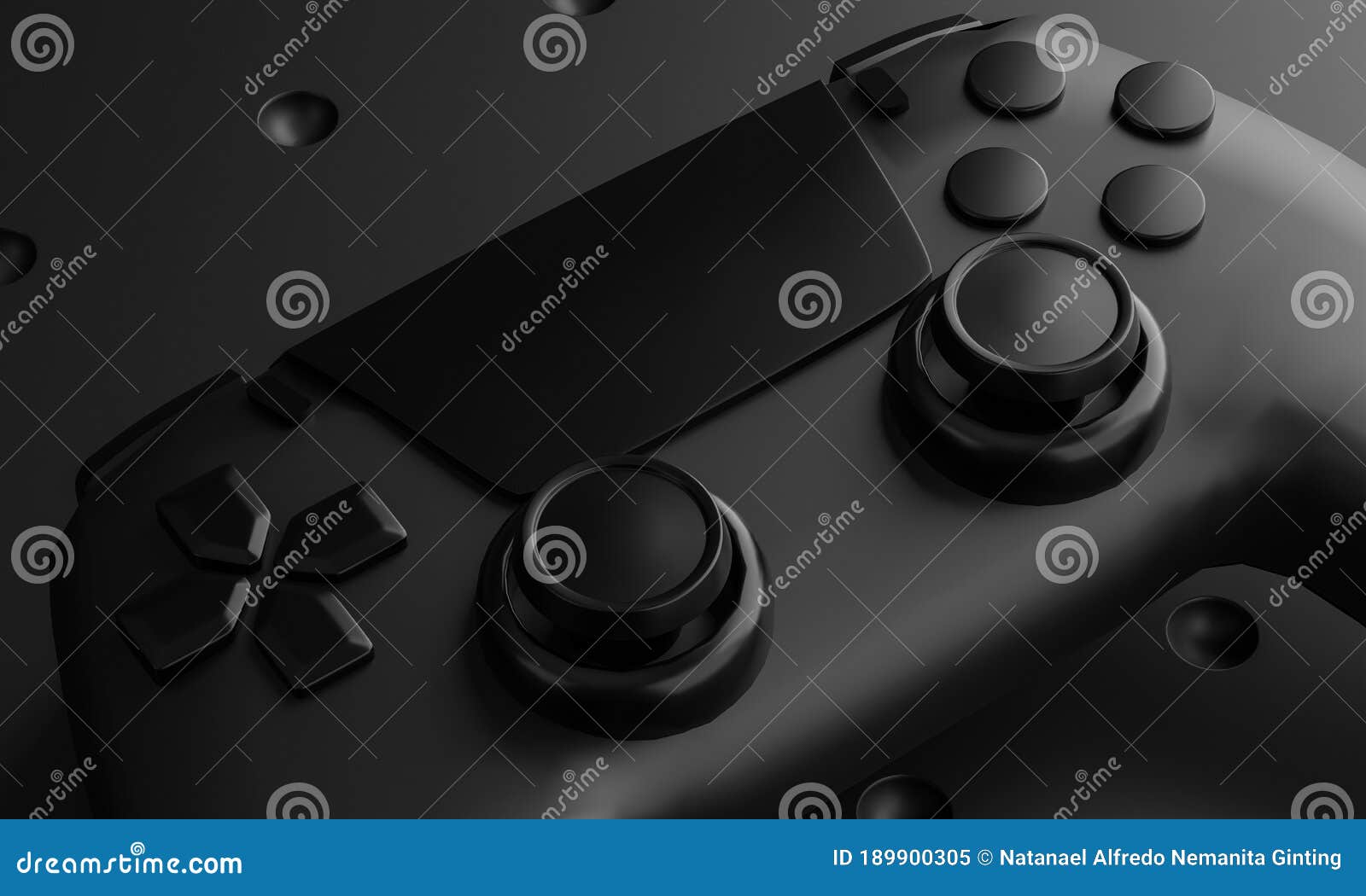 Closeup Black Joystick Background 3D Rendering Stock Illustration ...