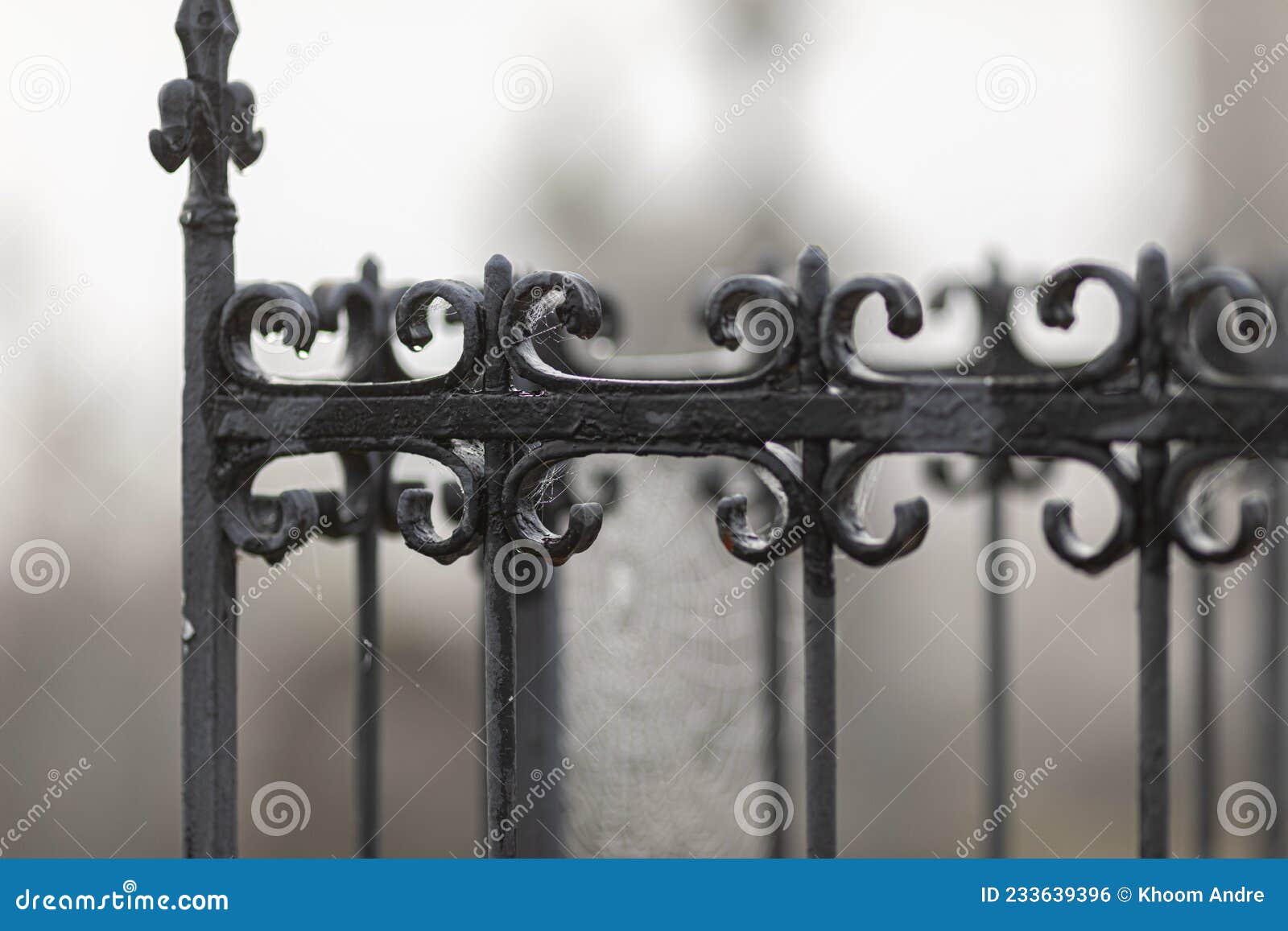 Closeup of the Black Metal Railing Stock Photo - Image of barrier ...