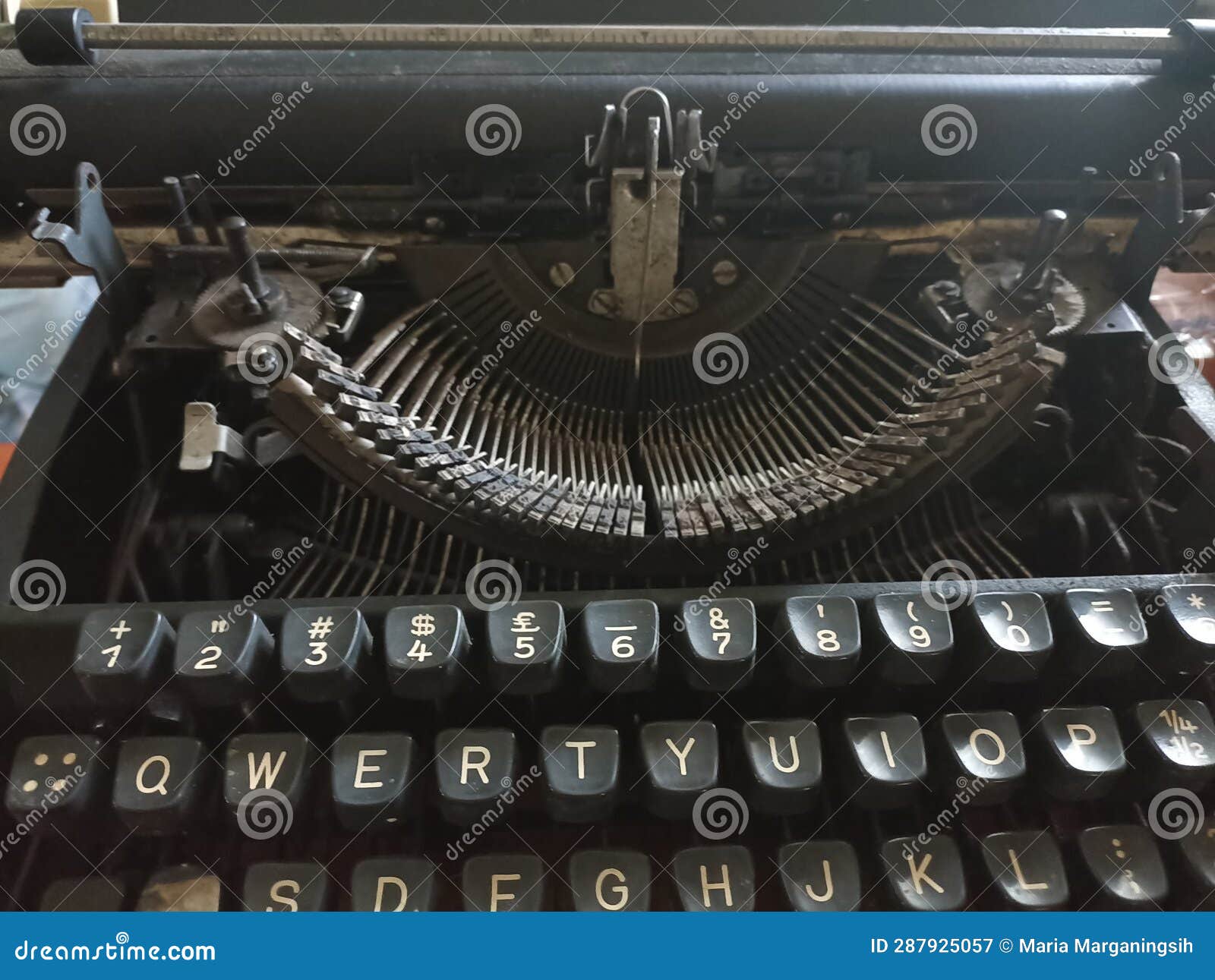 Closeup of Black Old Typewriter on the Table. Stock Image - Image of ...