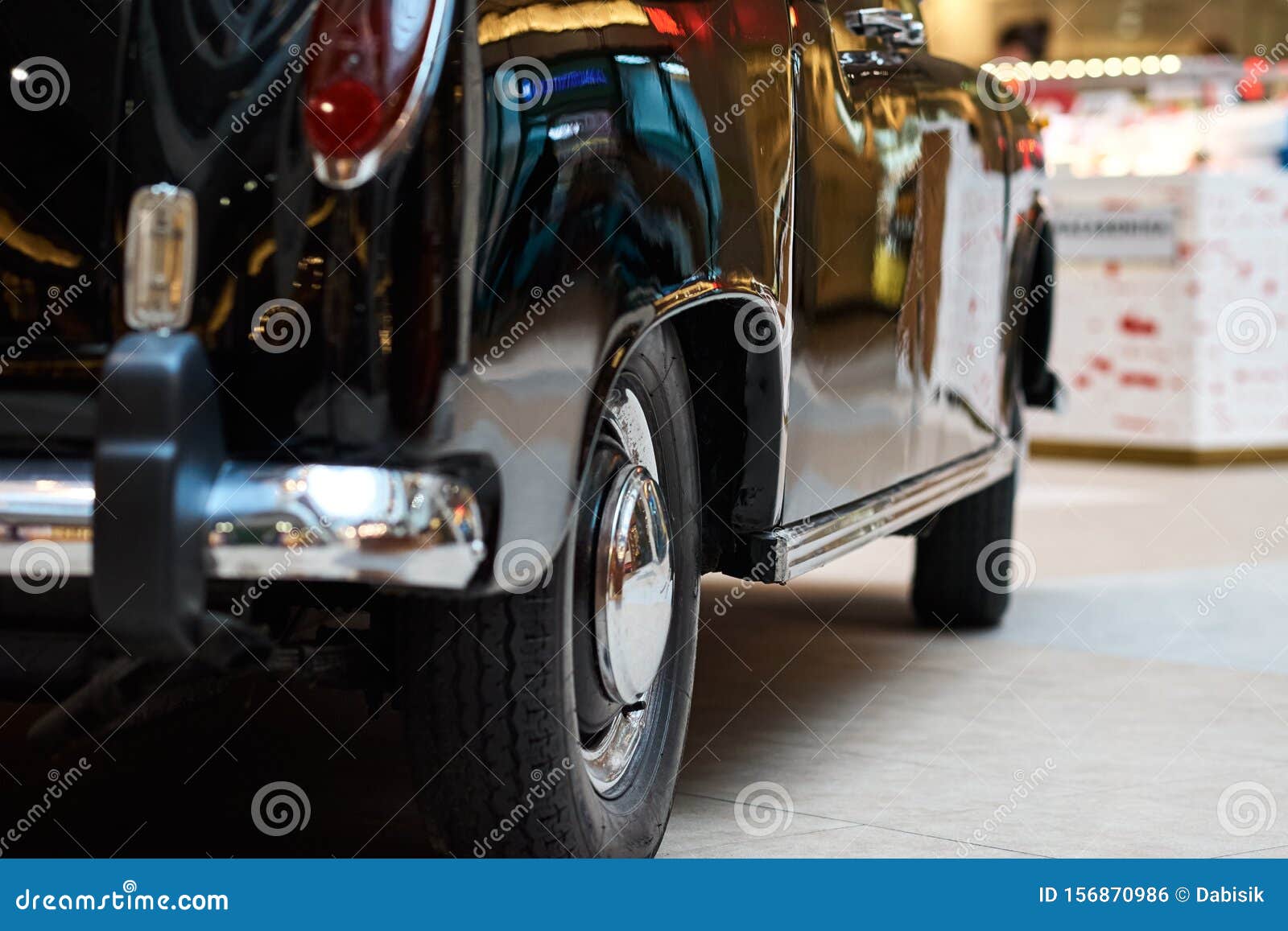 Closeup of a Black Vintage Car. Back View Part of Retro Car Stock Photo ...