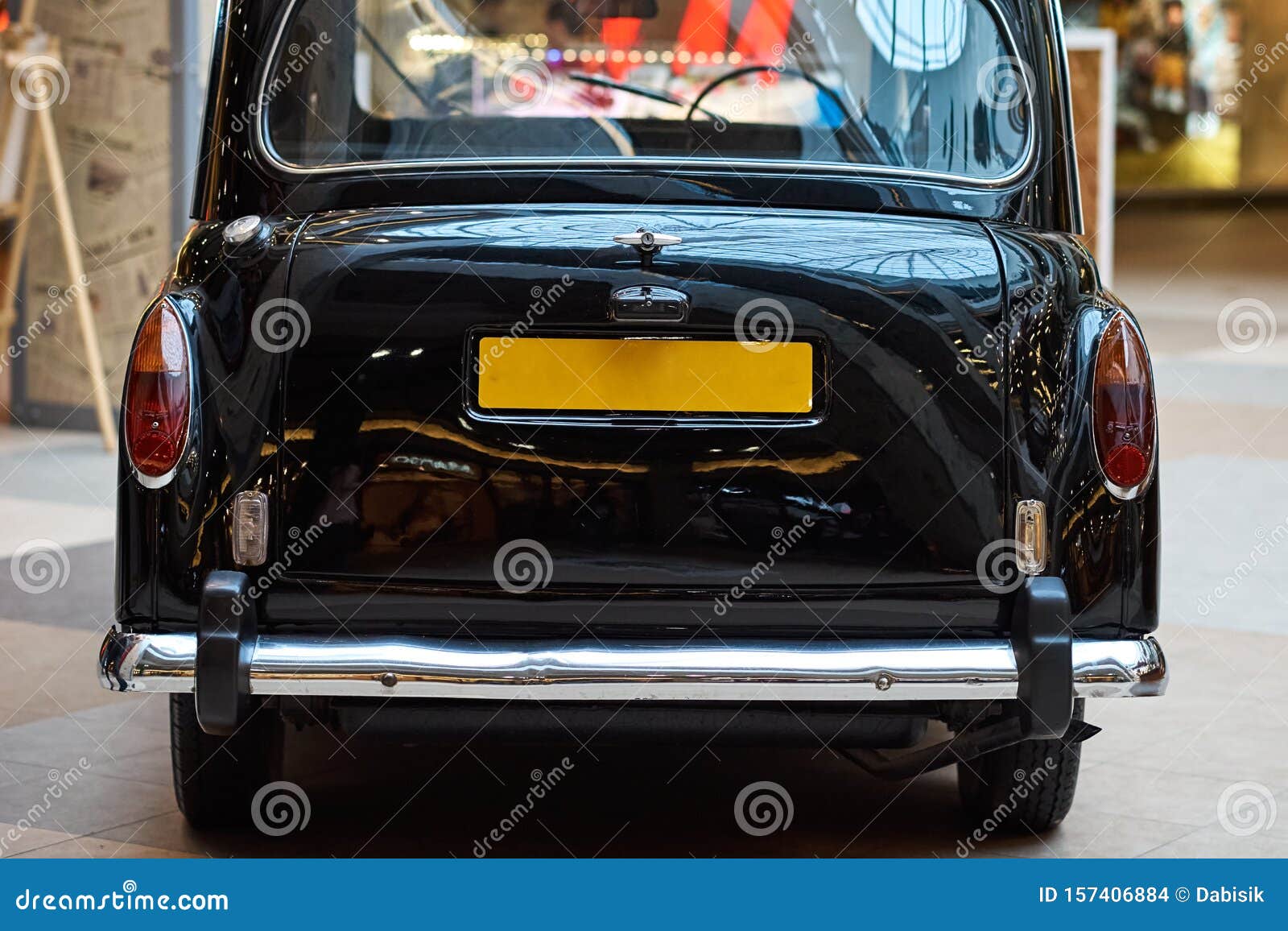 Closeup of a Black Vintage Car. Back View Part of Retro Car Stock Photo ...