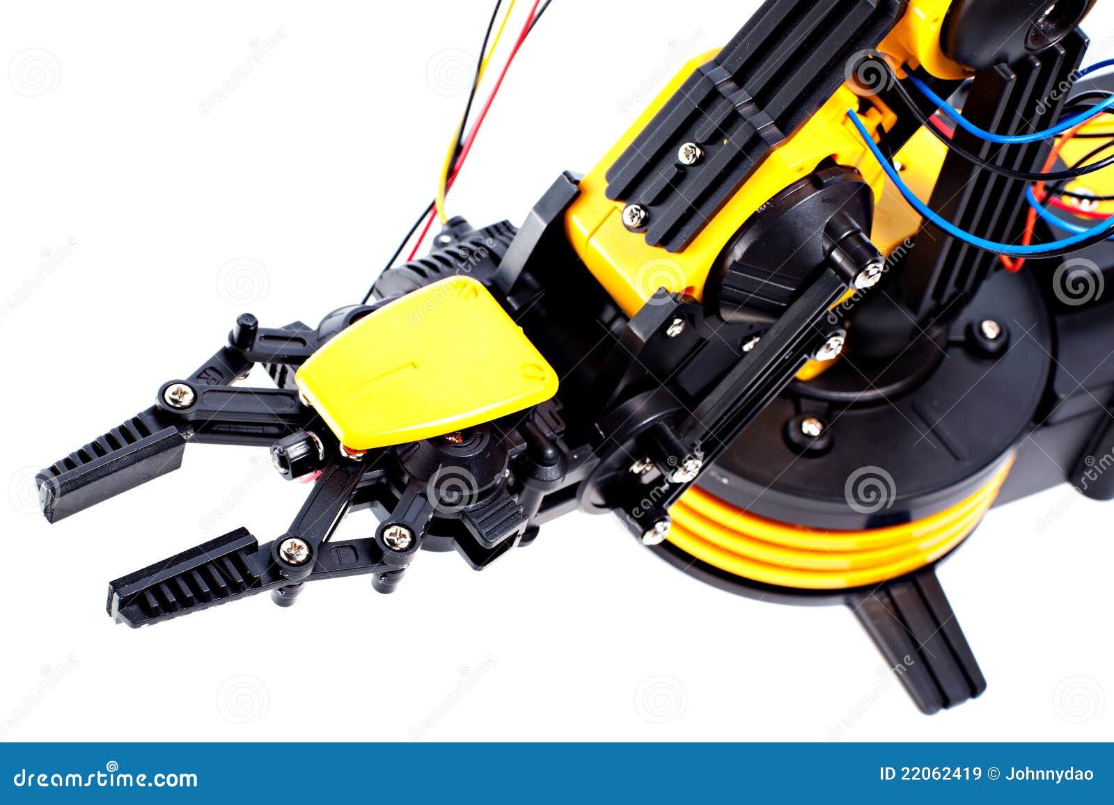 Closeup Black and Yellow Robotic Arm Stock Image - Image of device ...