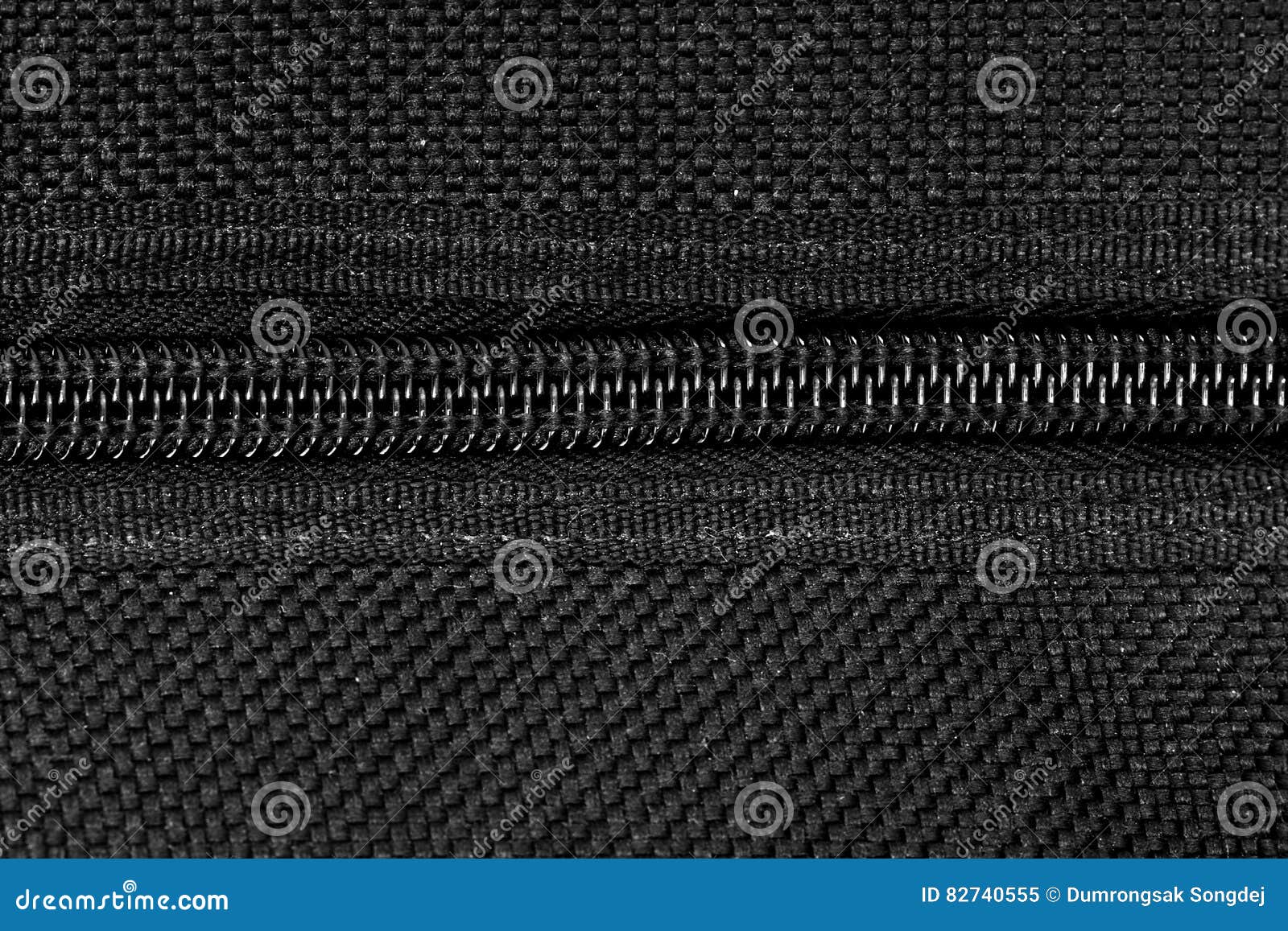 Closeup Black Zipper with Canvas Texture Stock Image - Image of design ...