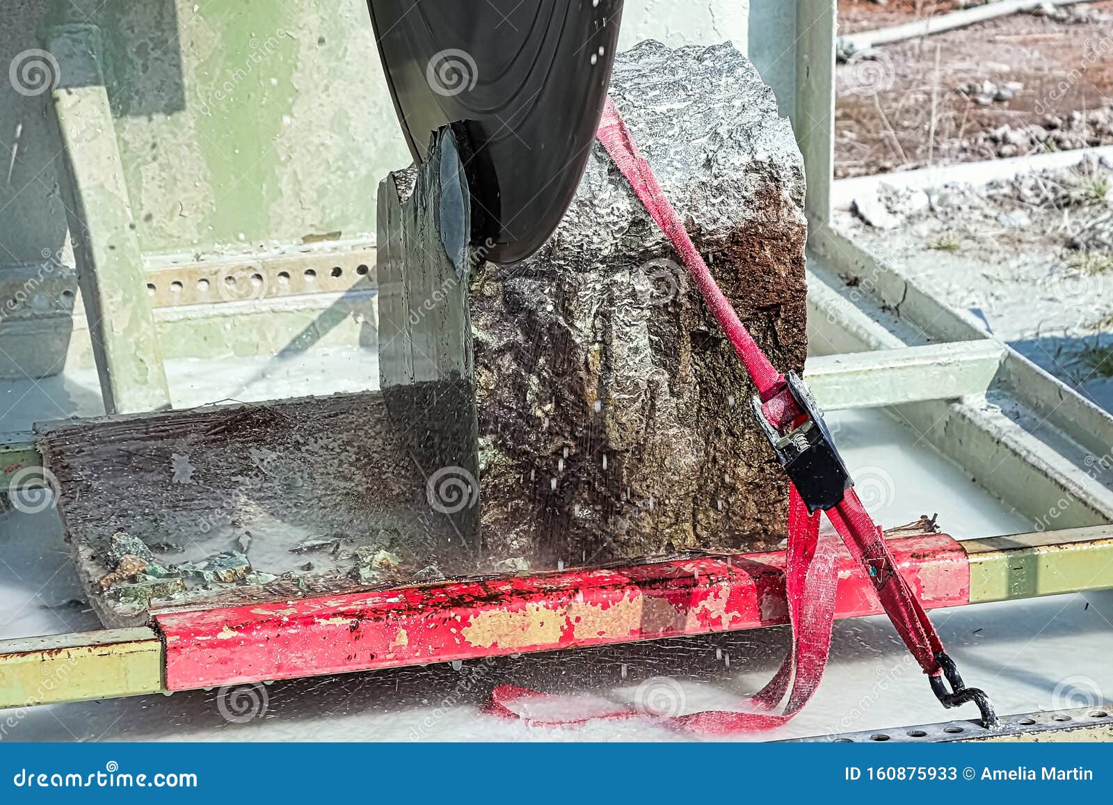 Closeup of a Blade Cutting through Stone Stock Image - Image of plate ...