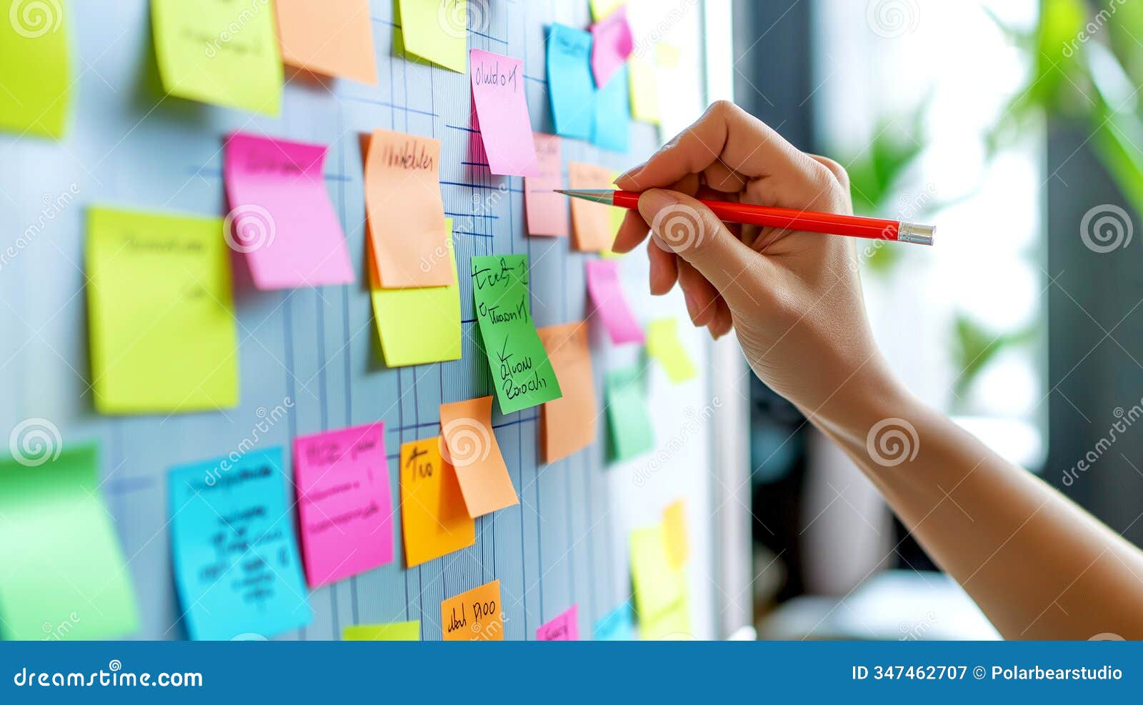 Closeup Blank Colorful Sticky Notes Glass Wall. Design Thinking User ...