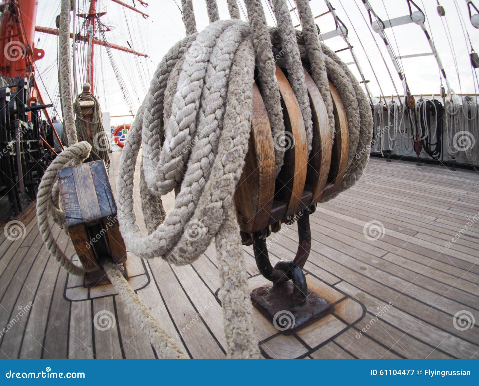 Closeup of Block on Old Sailboat Stock Image - Image of occupations ...