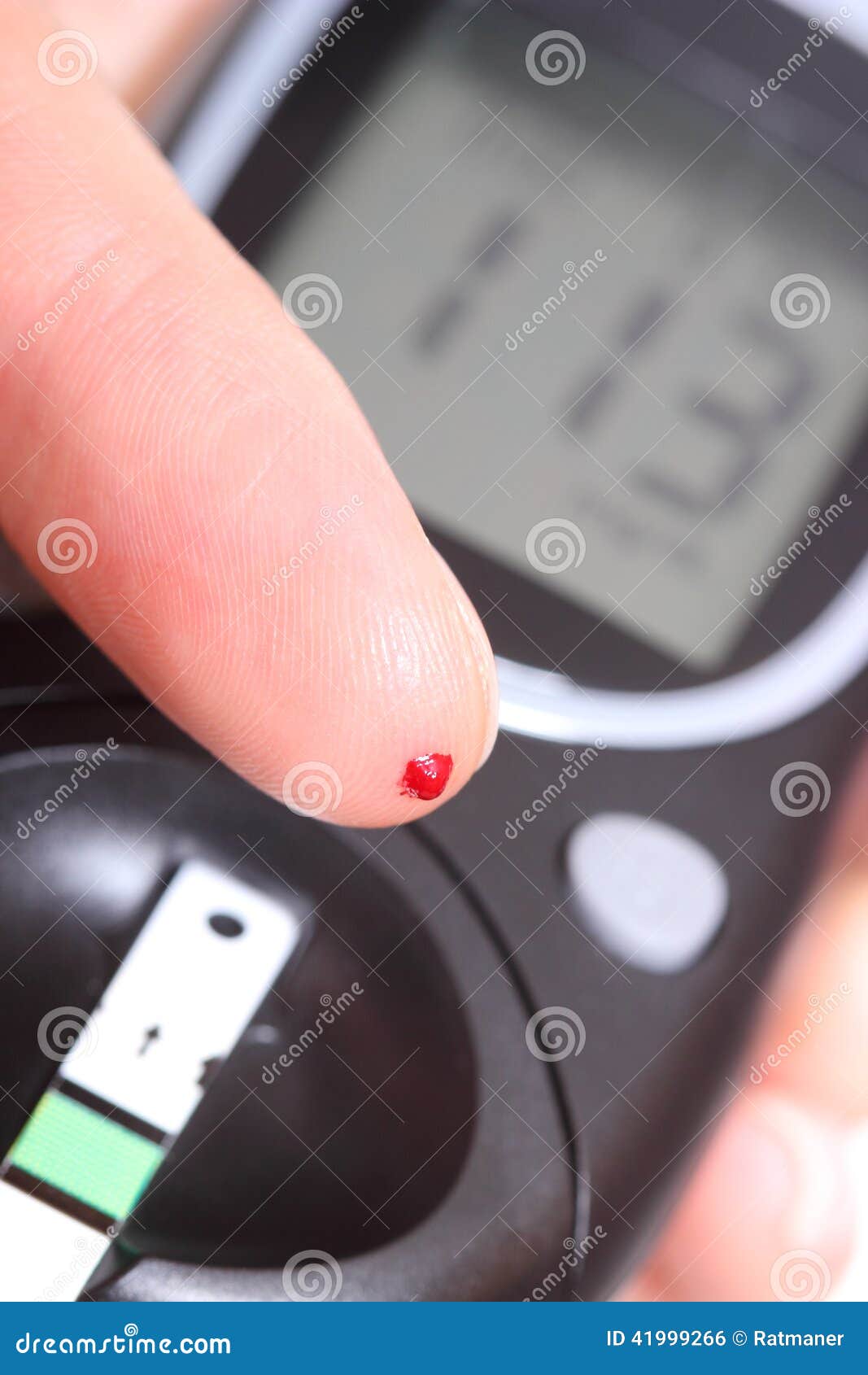 Closeup of Blood Glucose Meter and Finger Stock Photo - Image of pain ...