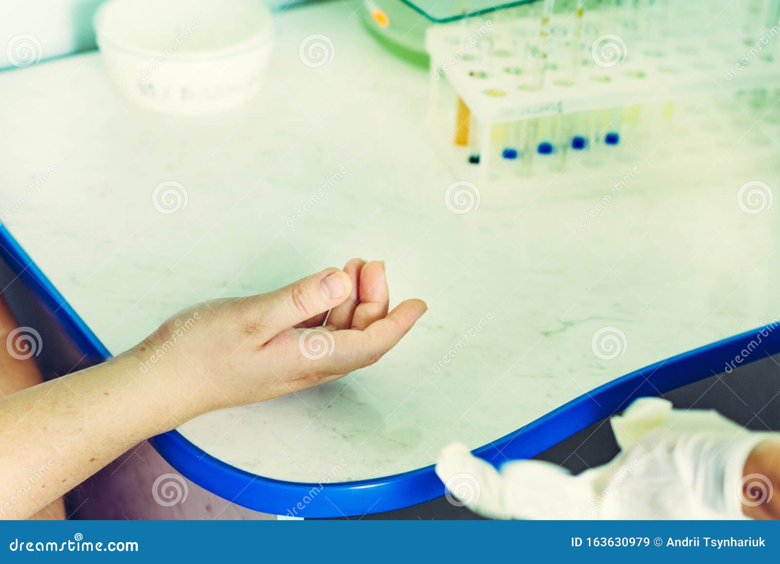 Closeup of Blood Sampling from Finger, Lab Technician and Patient Hands ...