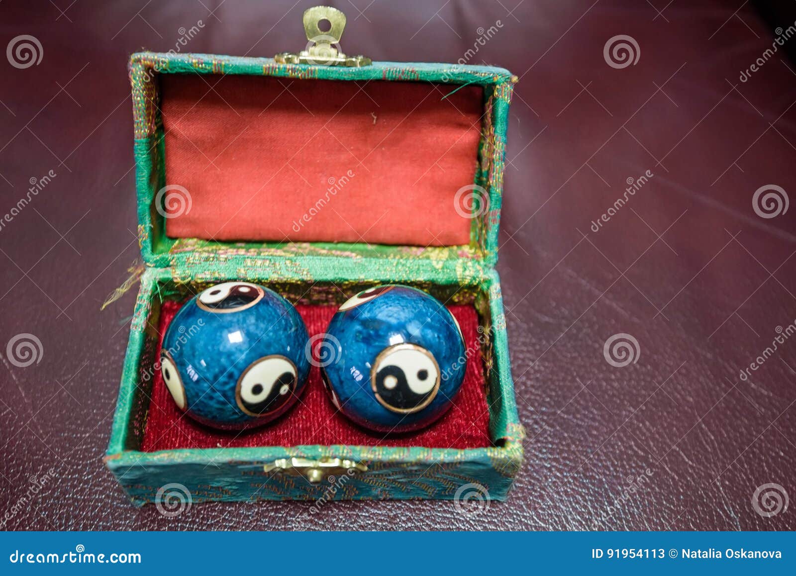 Closeup of Blue Chinese Baoding Balls in Box Stock Image - Image of ...