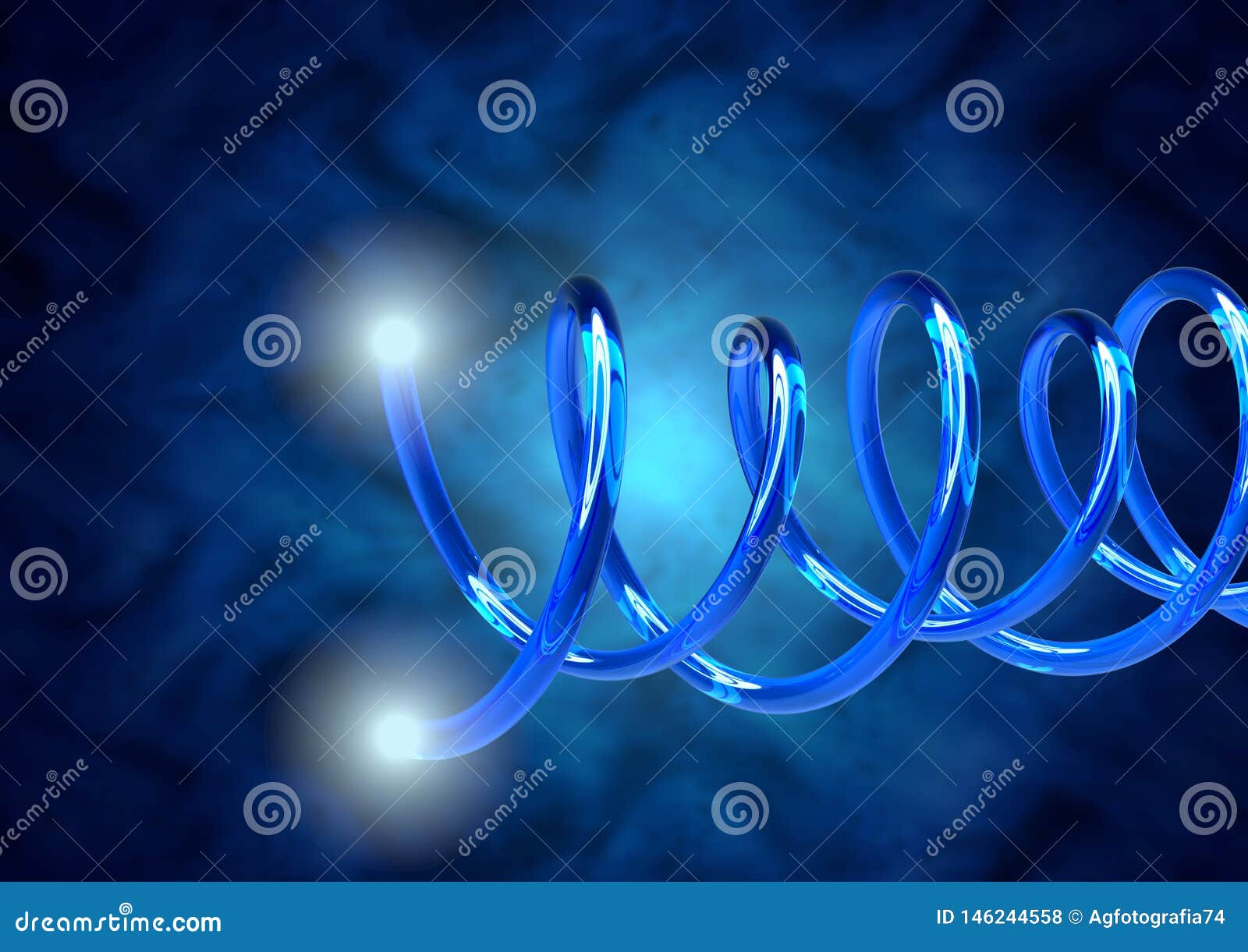 Closeup Blue Fiber Optic Cables, Tips with Bright Light Beams. High ...