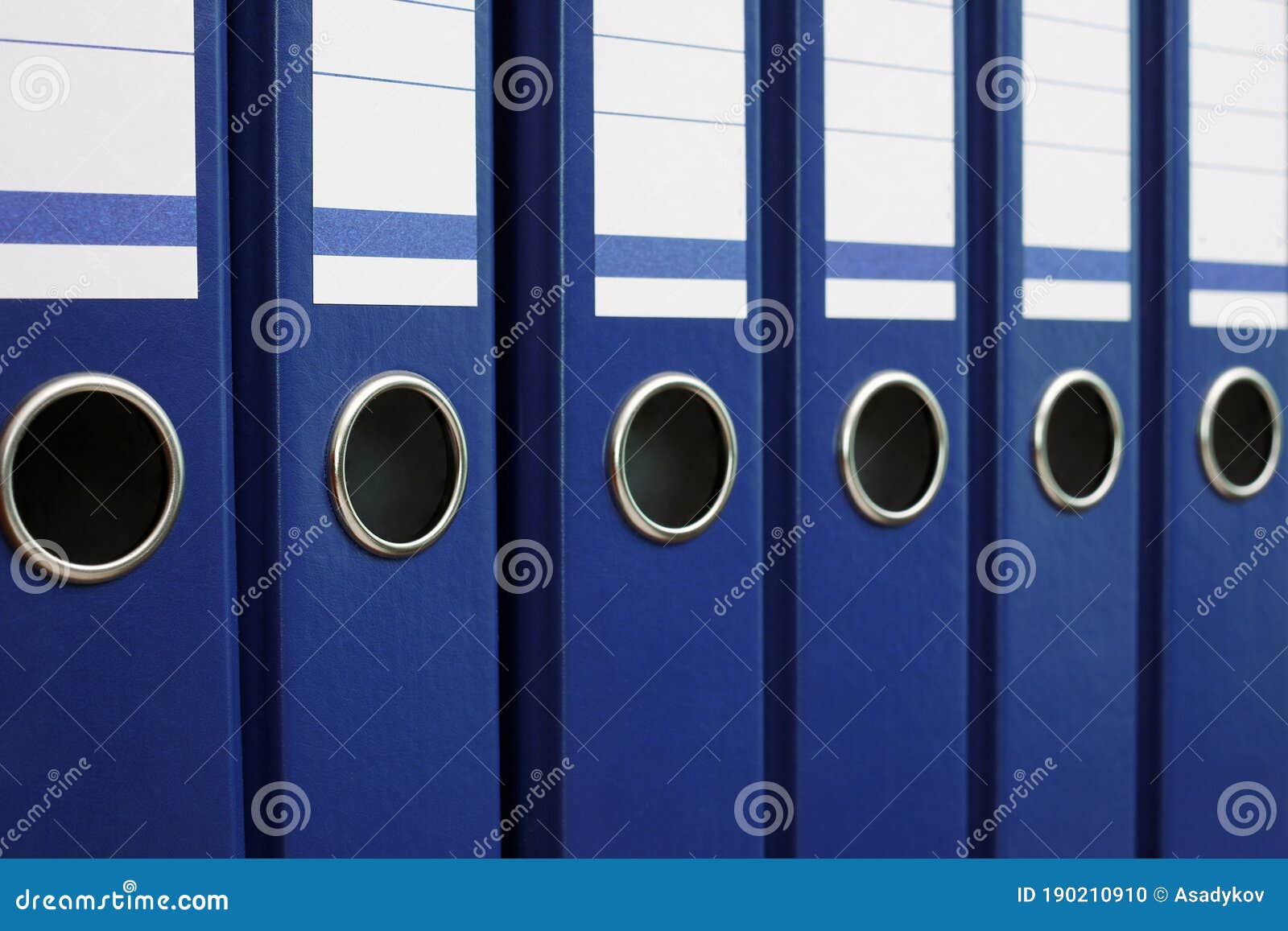 Closeup of Blue File Binders in a Row on a Shelf Stock Photo - Image of ...