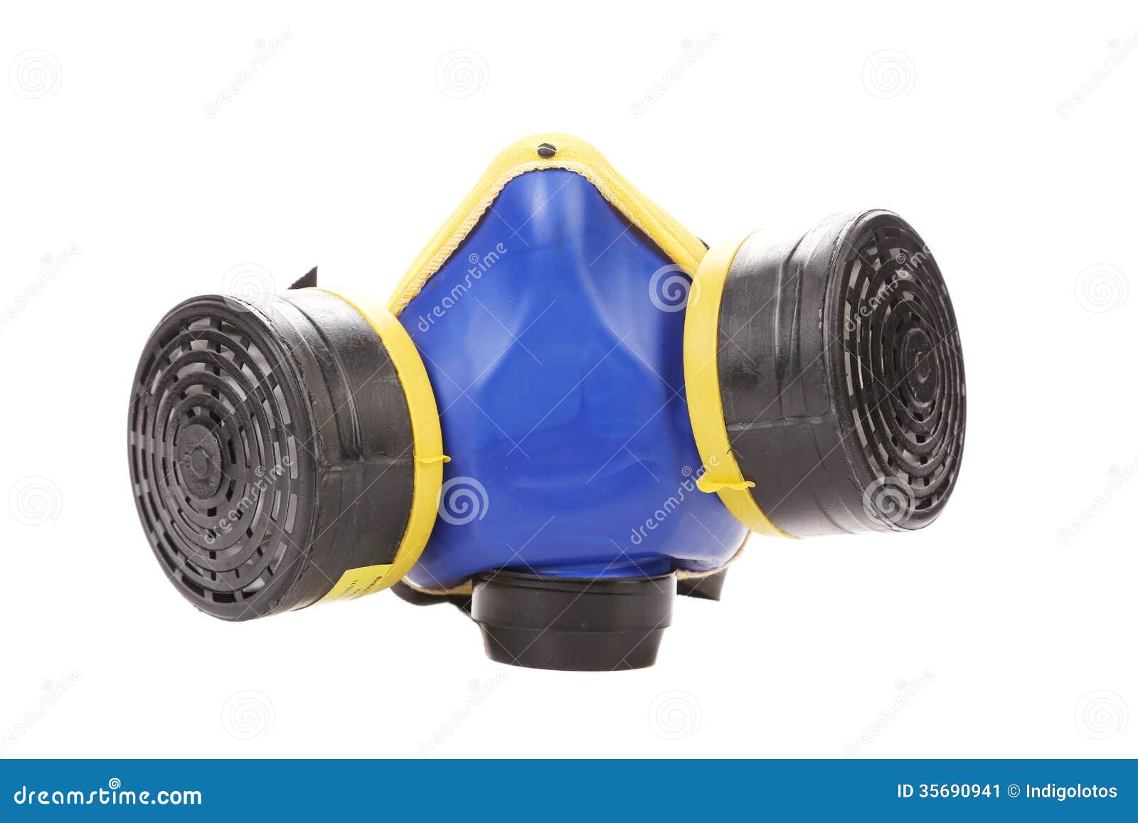 Closeup of blue gas mask. stock image. Image of respirator - 35690941
