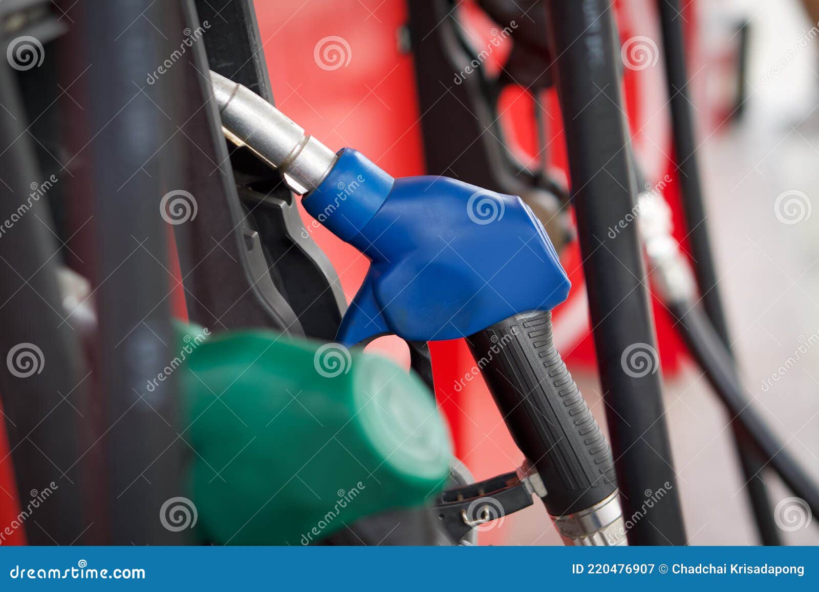 Closeup Blue Gas Pump Nozzle in Gas Station Stock Image - Image of ...