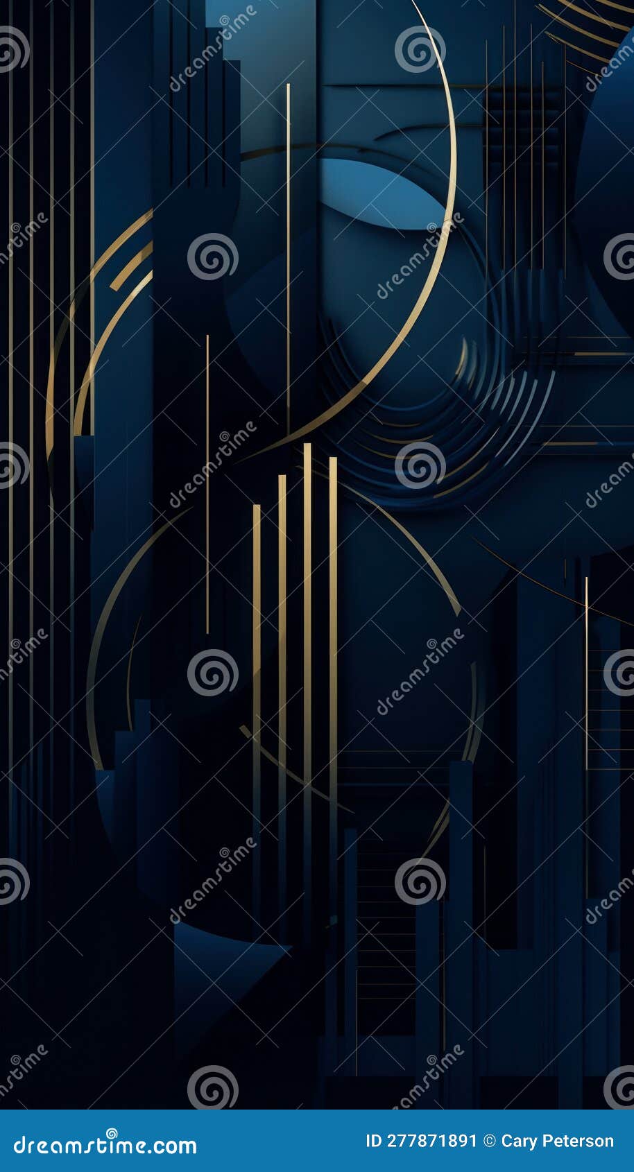Closeup of Blue and Gold Poster with Deco Ash Background Stock ...