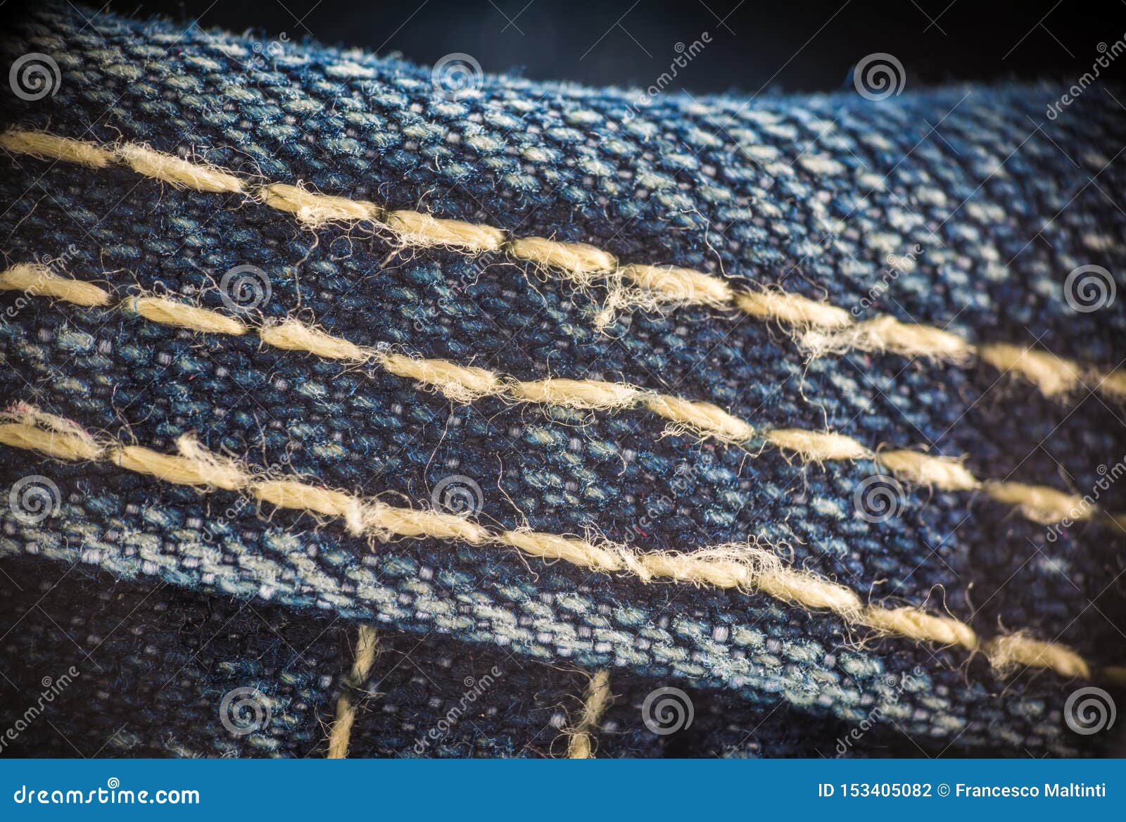 Closeup on Blue Jeans Stitching and Button Stock Photo - Image of ...