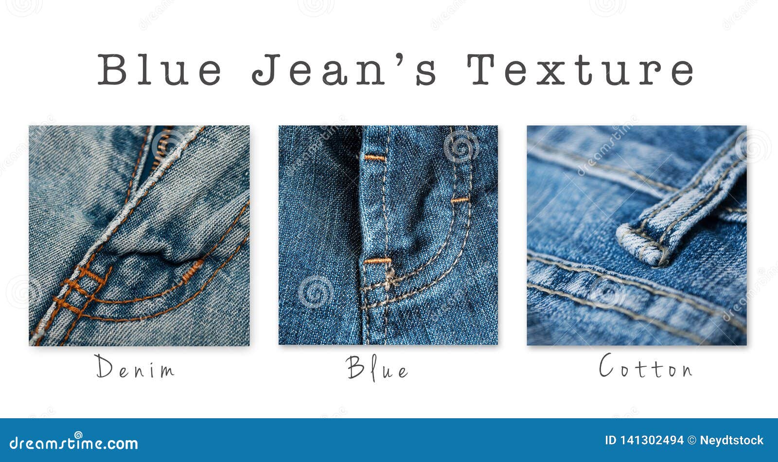 Blue Jeans Texture - Collage with Text Stock Photo - Image of label ...
