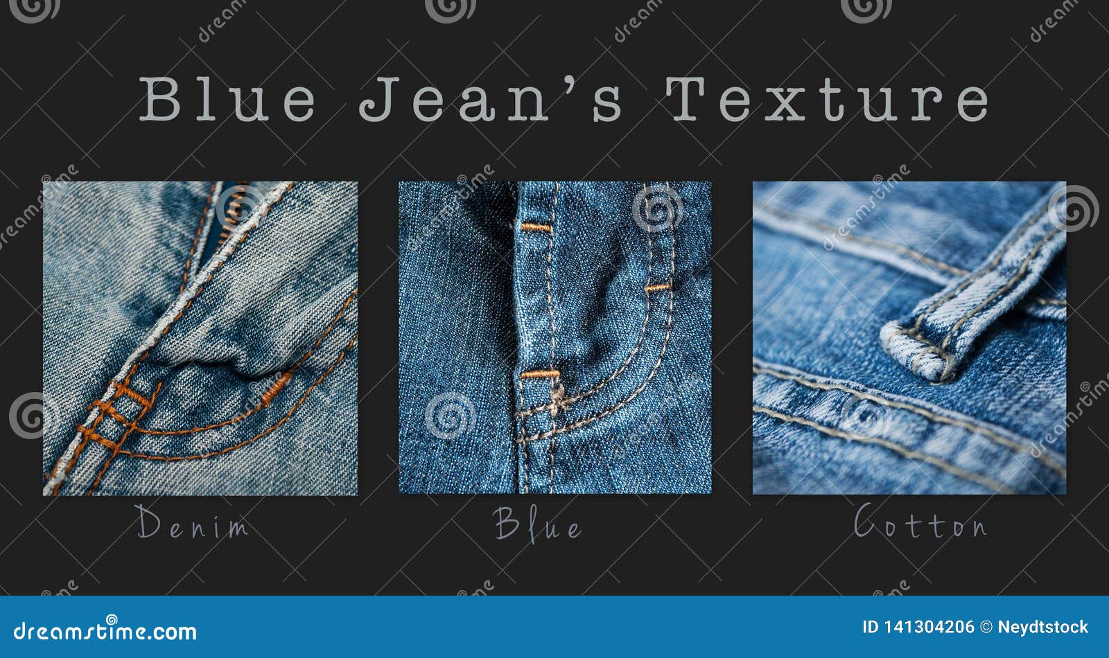 Blue Jeans Texture - Collage with Text Stock Photo - Image of apparel ...