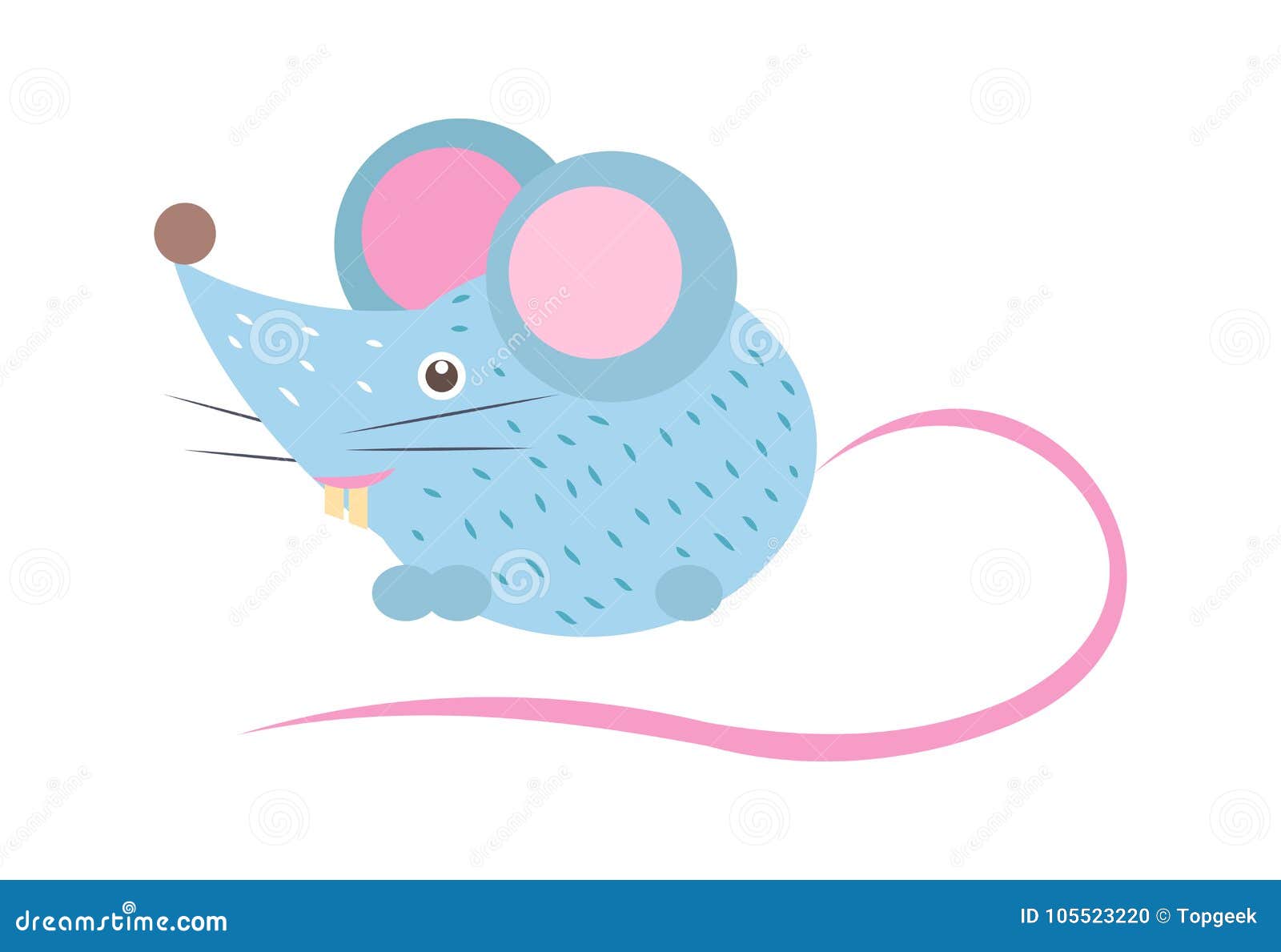 Closeup Blue Mouse with Tail Vector Illustration Stock Vector ...
