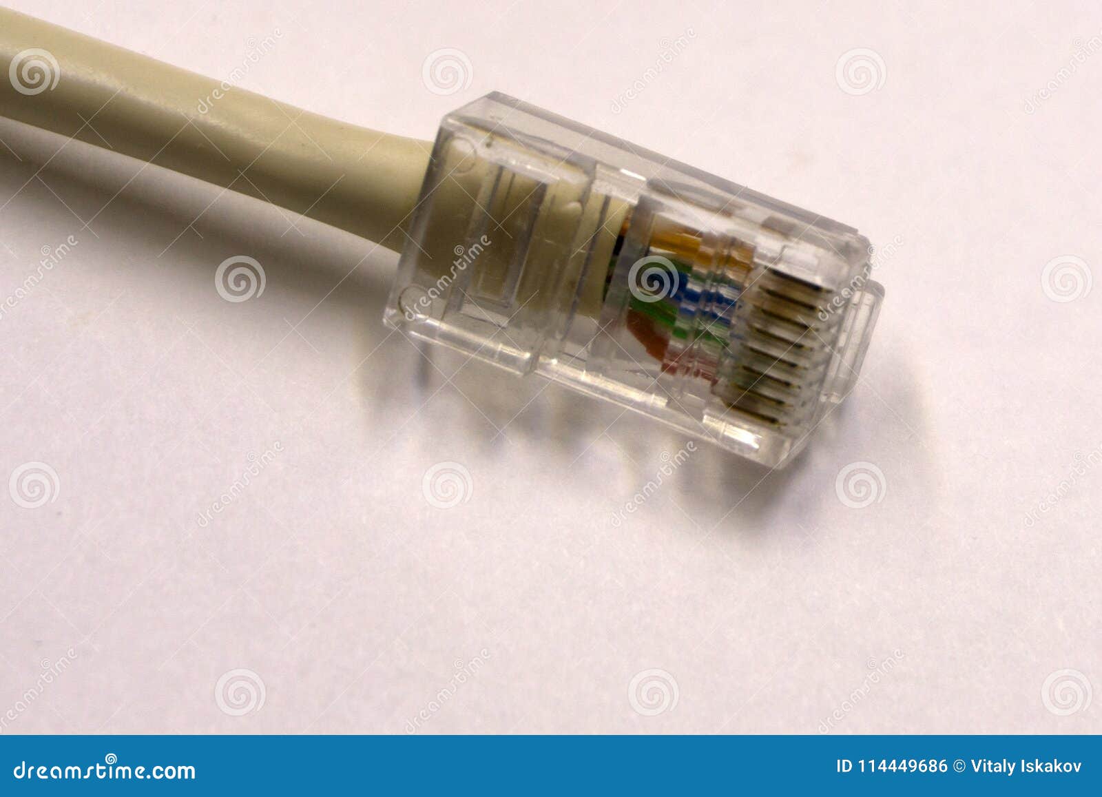 Closeup of Blue Network Ethernet Cable on White Background with Space ...
