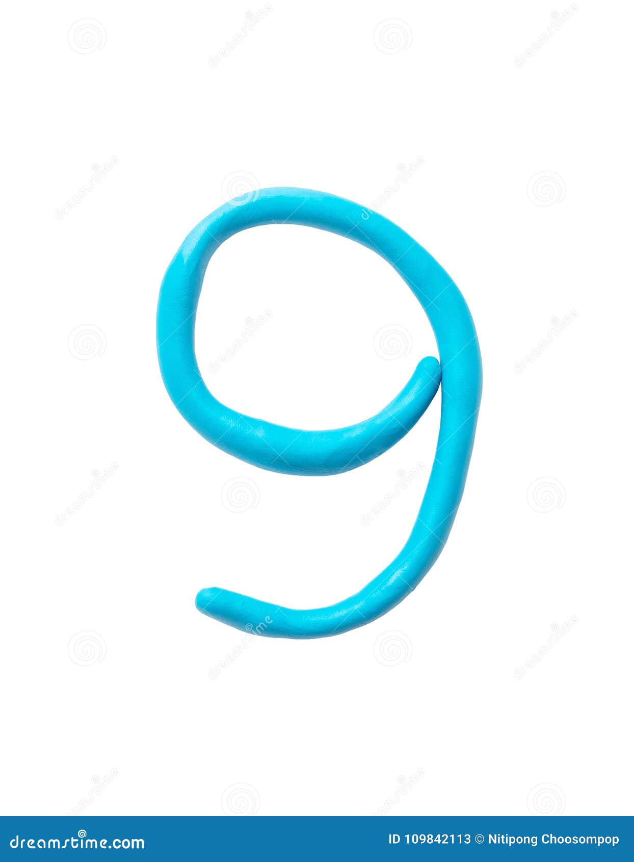 Closeup Blue Plasticine for Kid in Number 9 Isolated on White ...