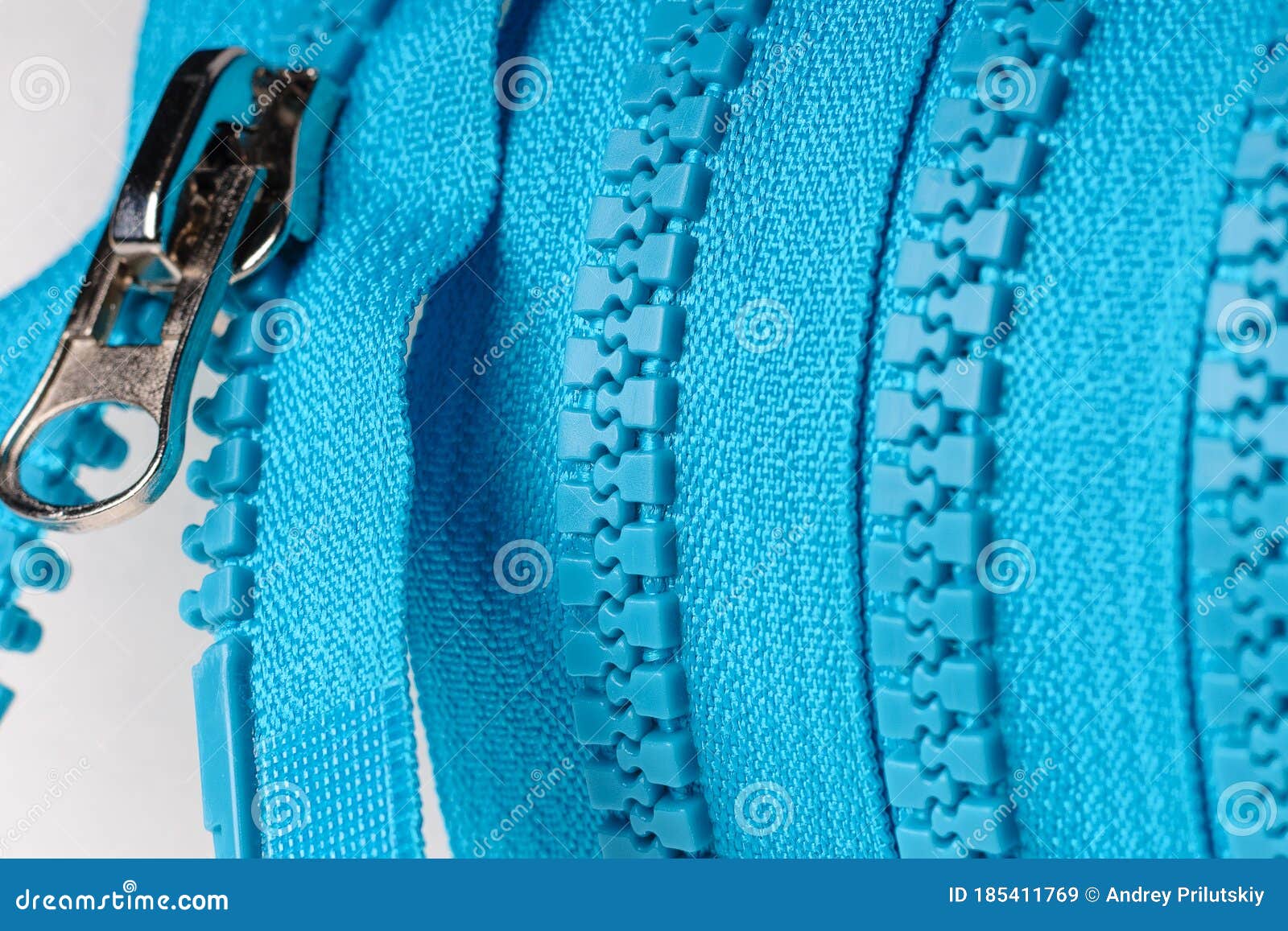 Closeup of a Blue Zipper on a White Background Stock Image - Image of ...