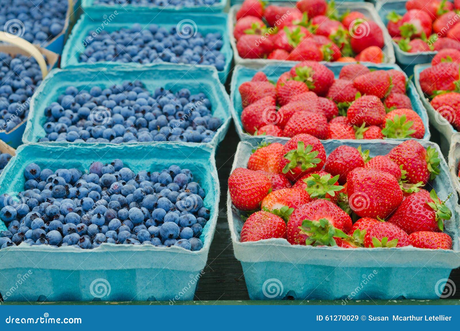 Closeup of Blueberries and Strawberries in Boxes Stock Image - Image of ...