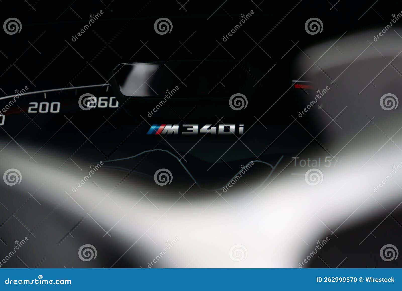 Closeup of a BMW M340i Logo on a Black Dashboard Inside the Car ...