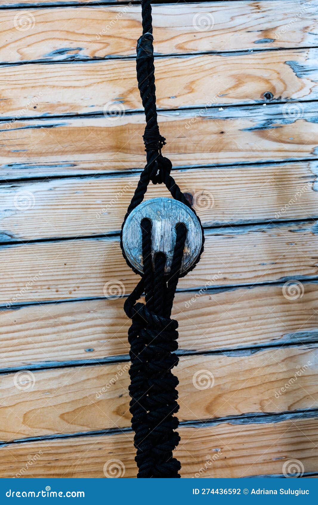 Closeup Boat Rope and Pulley Stock Photo - Image of equipment, vintage ...