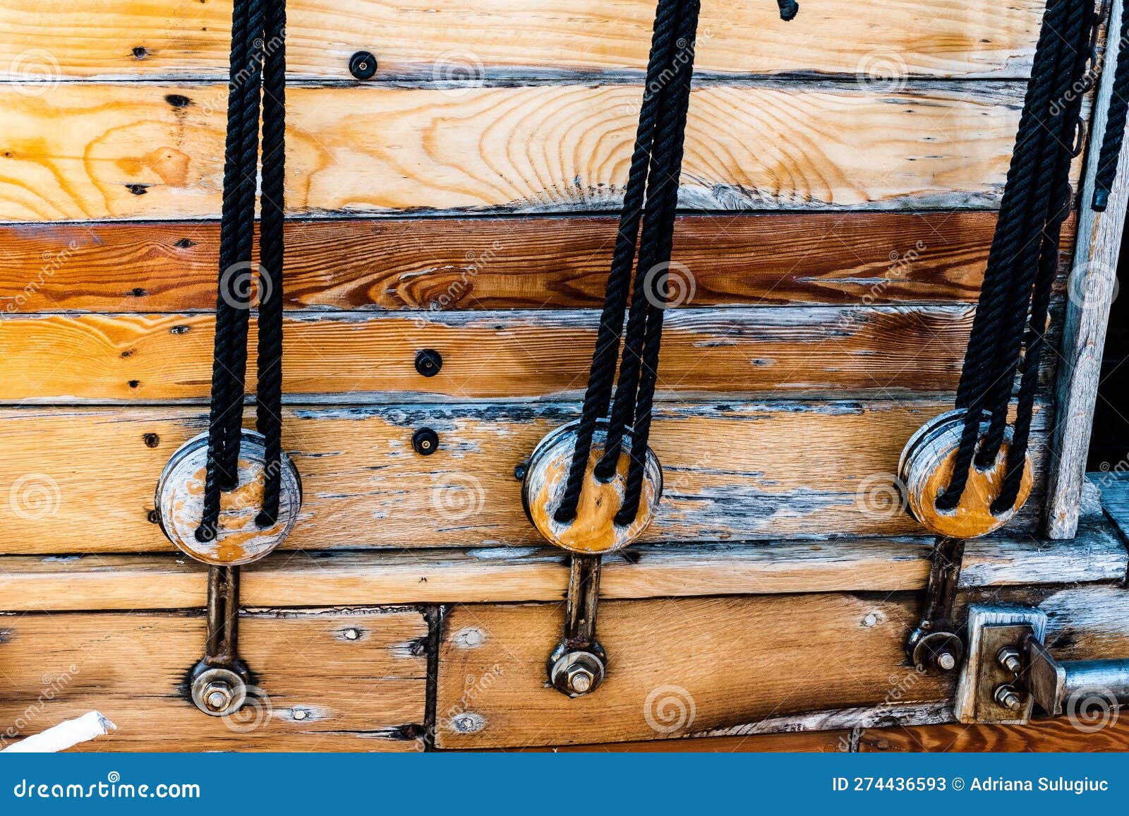 Closeup Boat Rope and Pulleys Stock Image - Image of rough, safe: 274436593