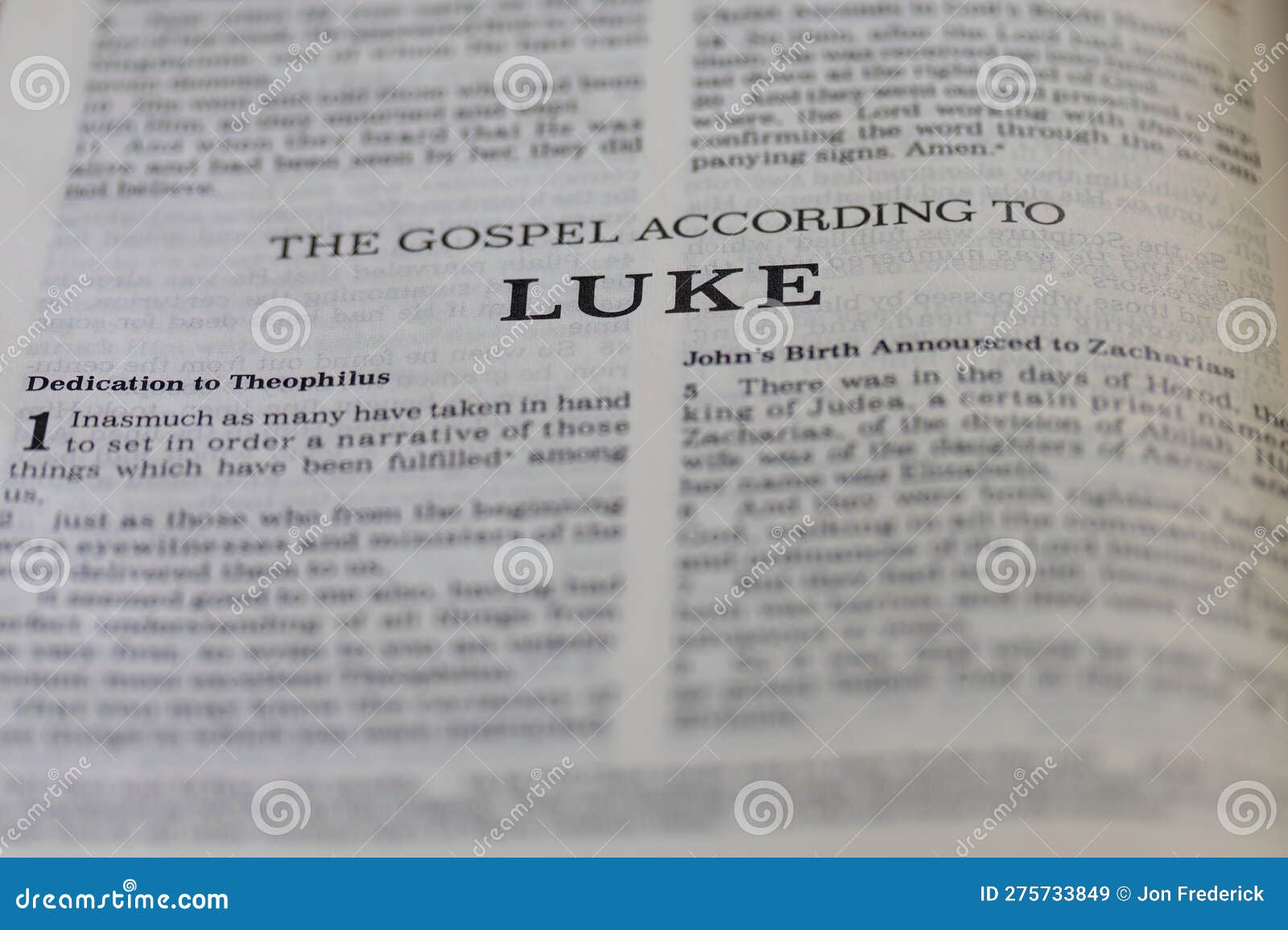 Closeup of the Book of Luke from Bible, with Focus on the Title of ...