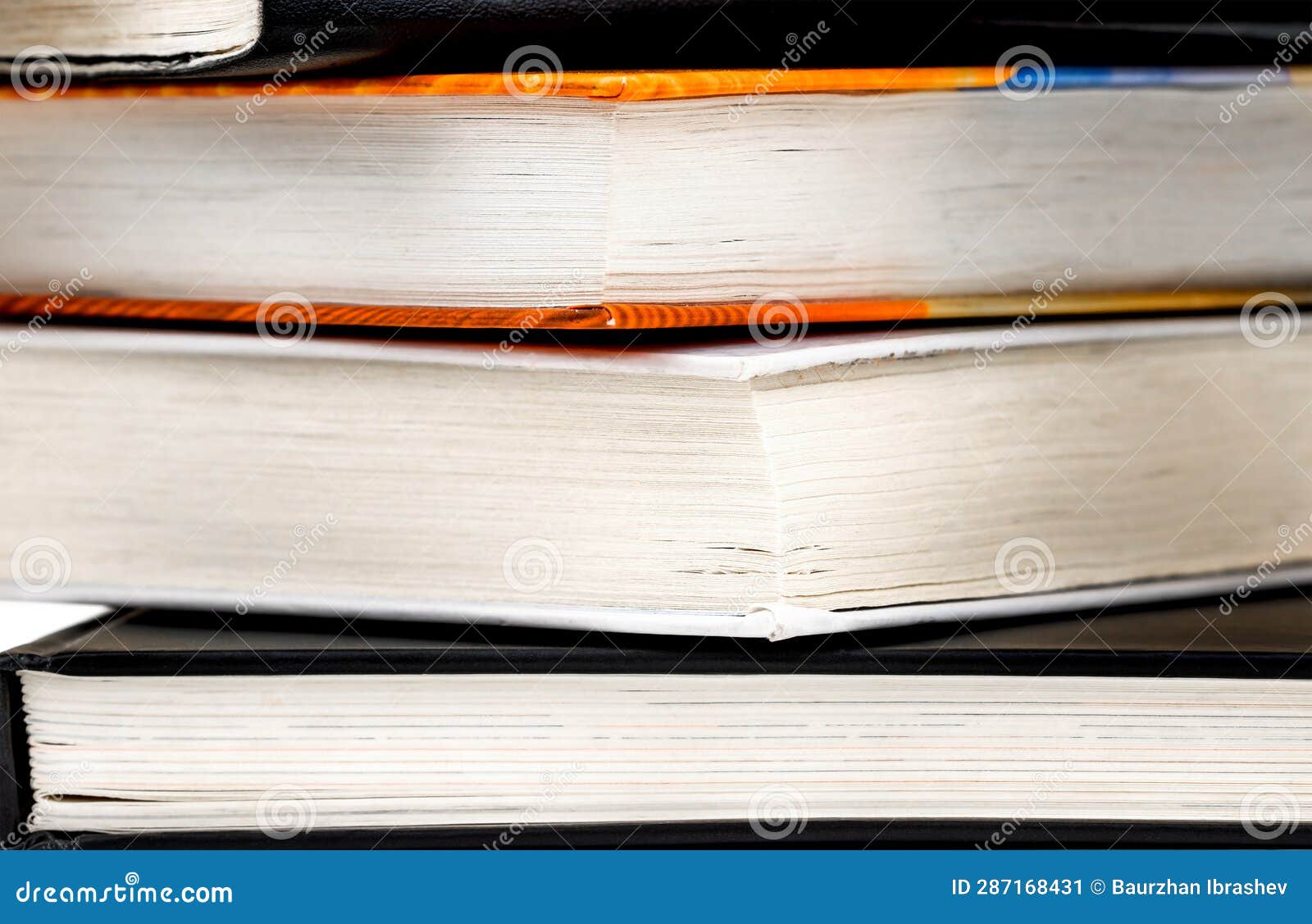 Closeup of Book Stack in the Library Room. Business and Education ...