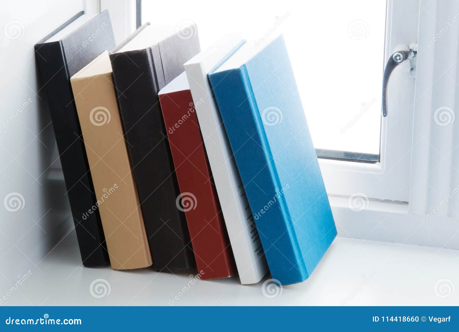 Closeup books window stock photo. Image of arranged - 114418660