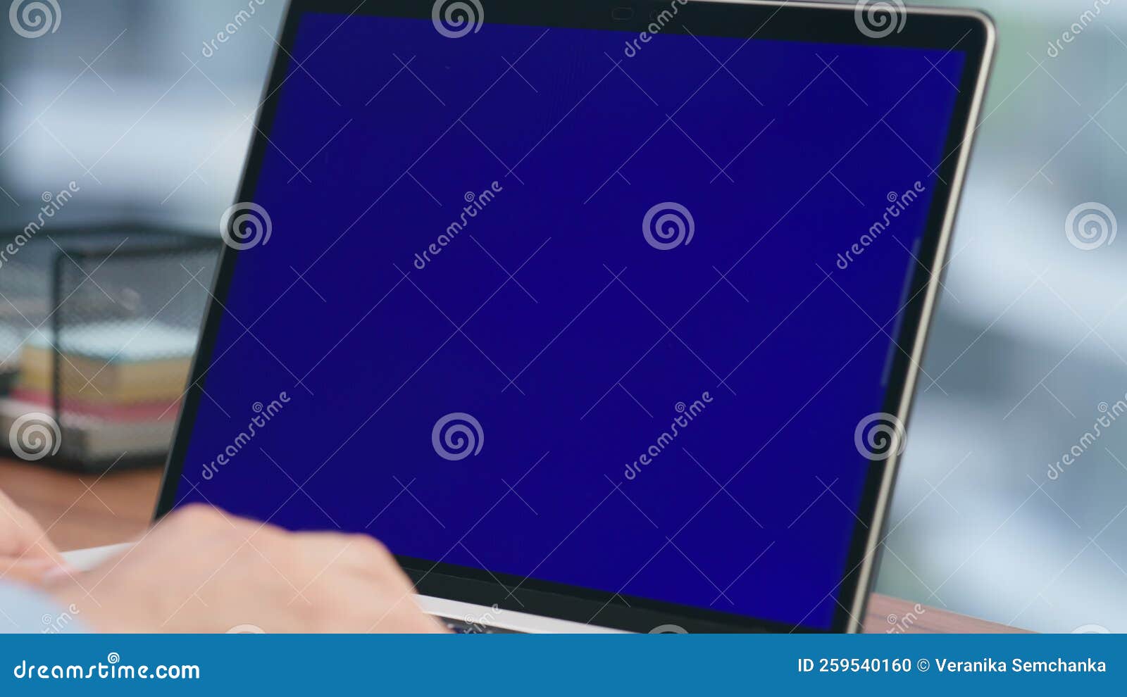 Closeup Boss Hands Typing Chromakey Laptop. Unknown Businessman Using ...