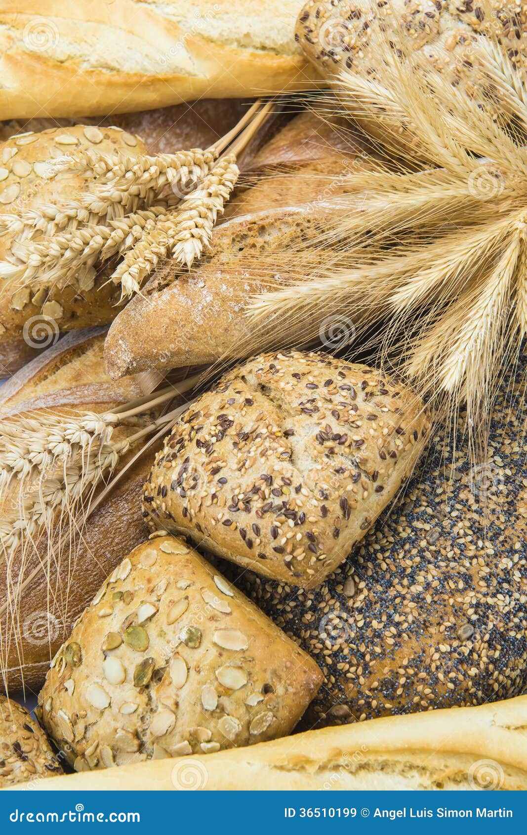 Closeup from Bread Assortment. Stock Image - Image of bread, multigrain ...