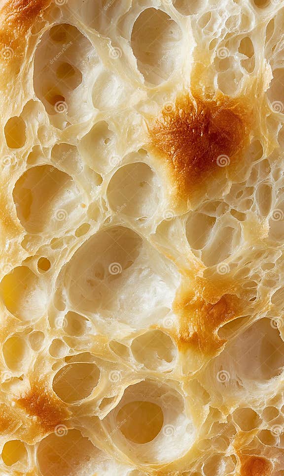 A Closeup of the Bread Texture, Showcasing Its Soft and Airy Surface ...