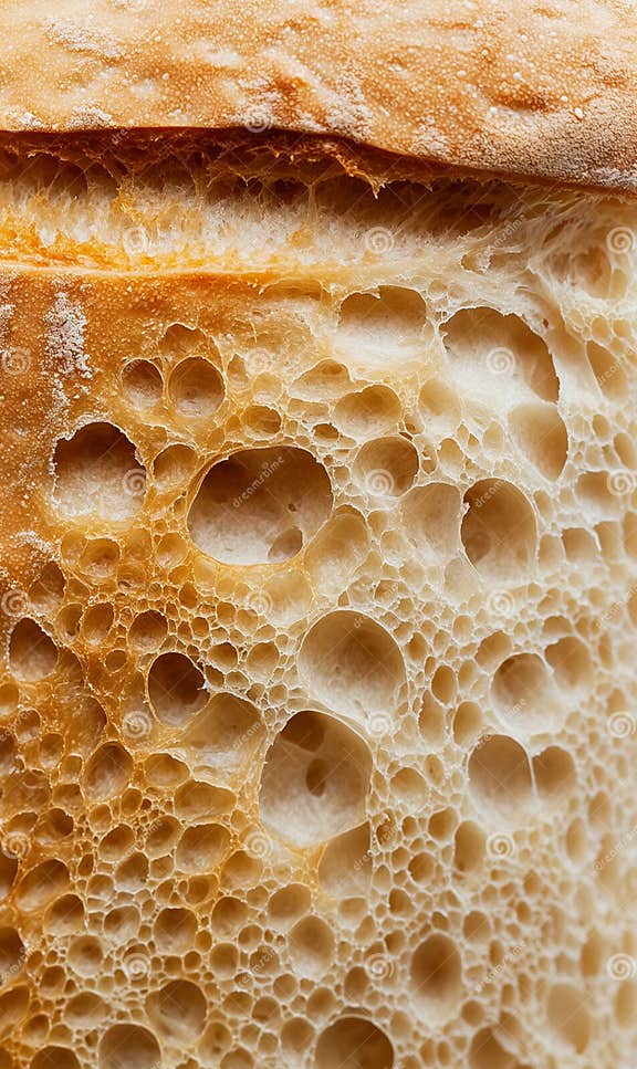 A Closeup of the Bread Texture, Showcasing Its Soft and Airy Surface ...