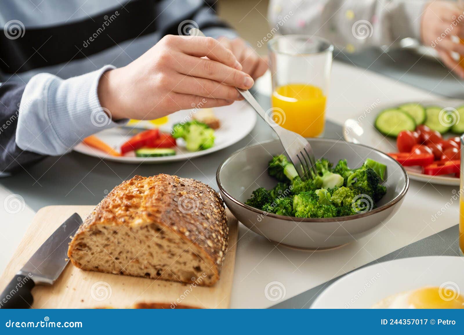 Closeup of a Breakfast Scene Stock Image - Image of female, friends ...