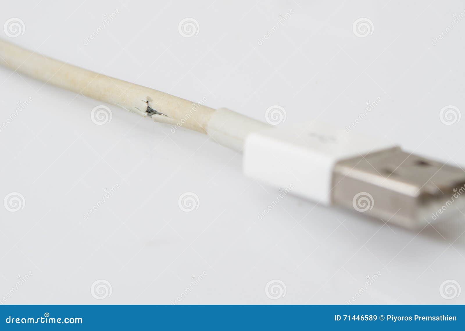 Closeup the Broken Charger Cable on White Background Stock Image ...