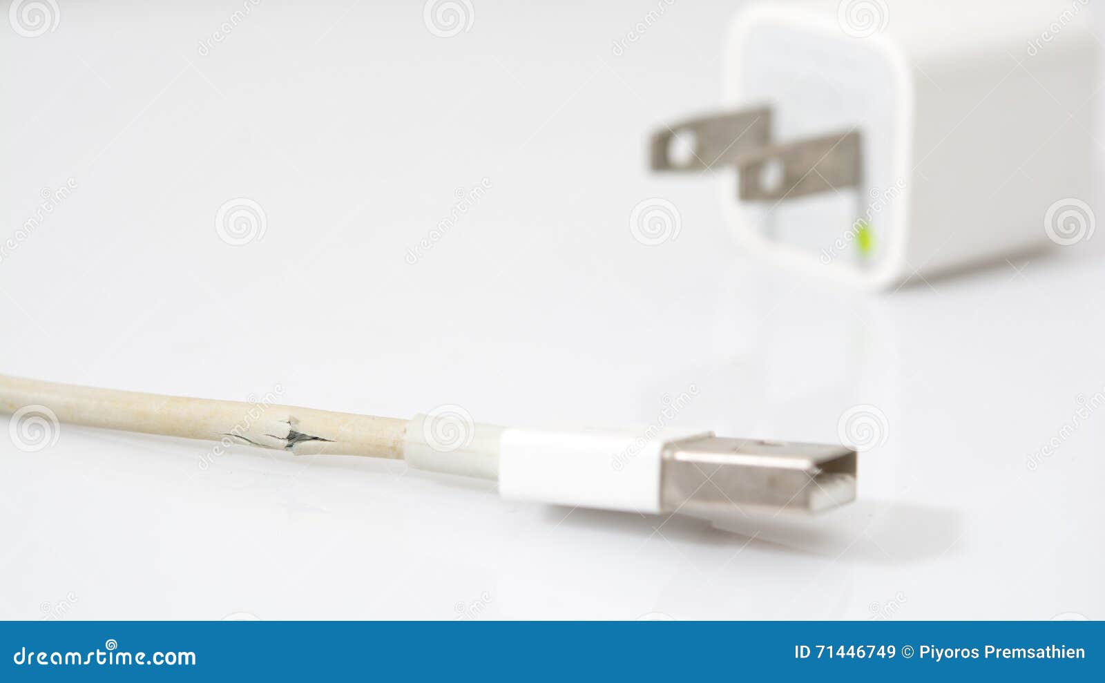 Closeup the Broken Charger Cable on White Background Stock Image ...