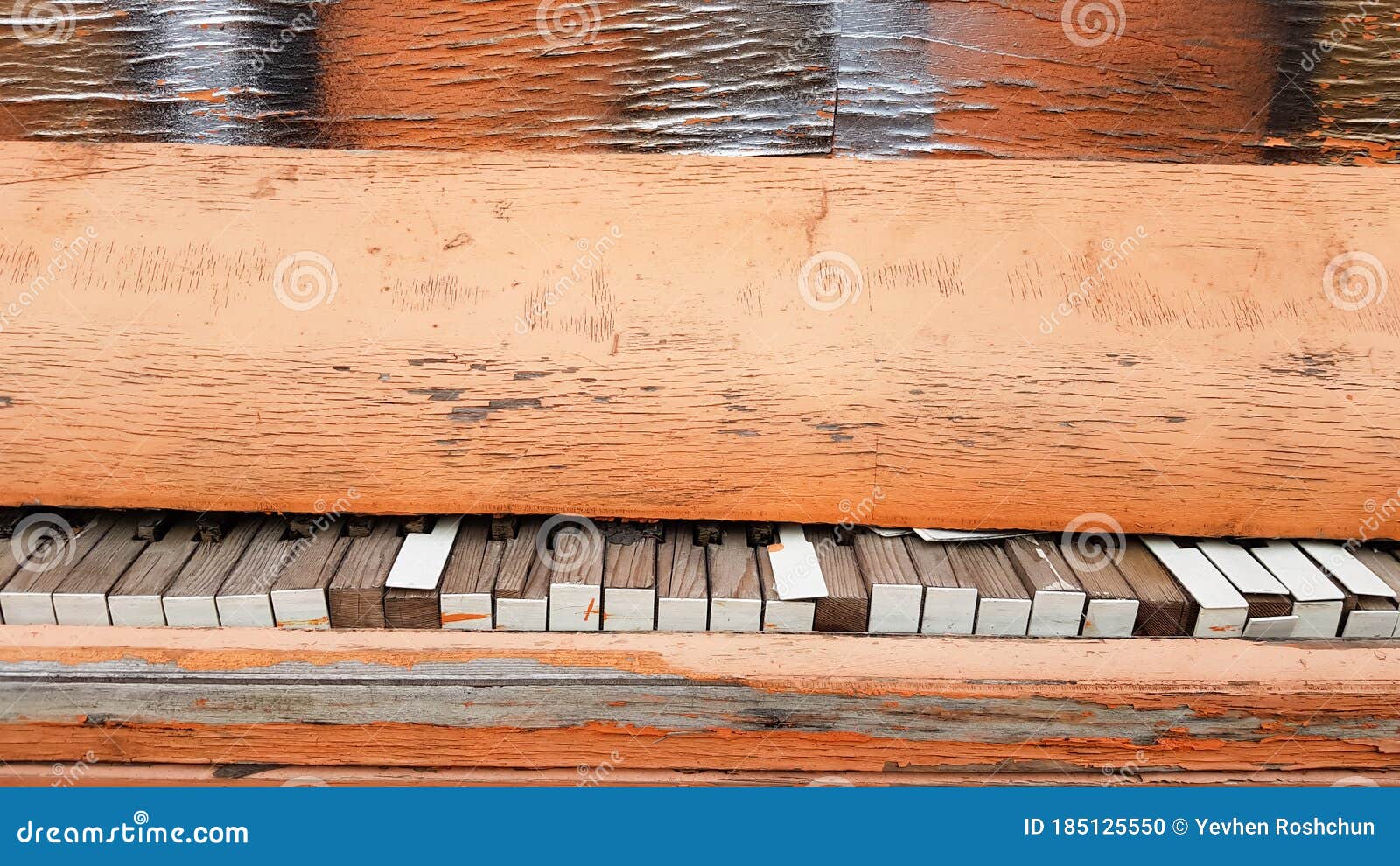 Closeup of a Broken Piano Keyboard of an Old Piano Stock Photo - Image ...