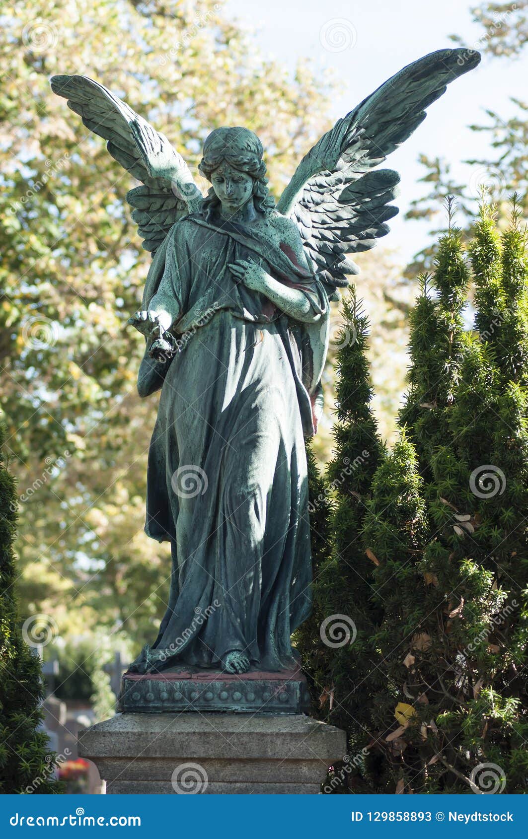 Bronze Angel on Tomb in Cemetery Stock Image - Image of graveyard ...