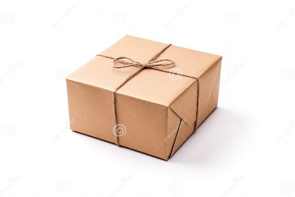 A Closeup of a Brown Box Tied with String Delivering Packages in Stock ...