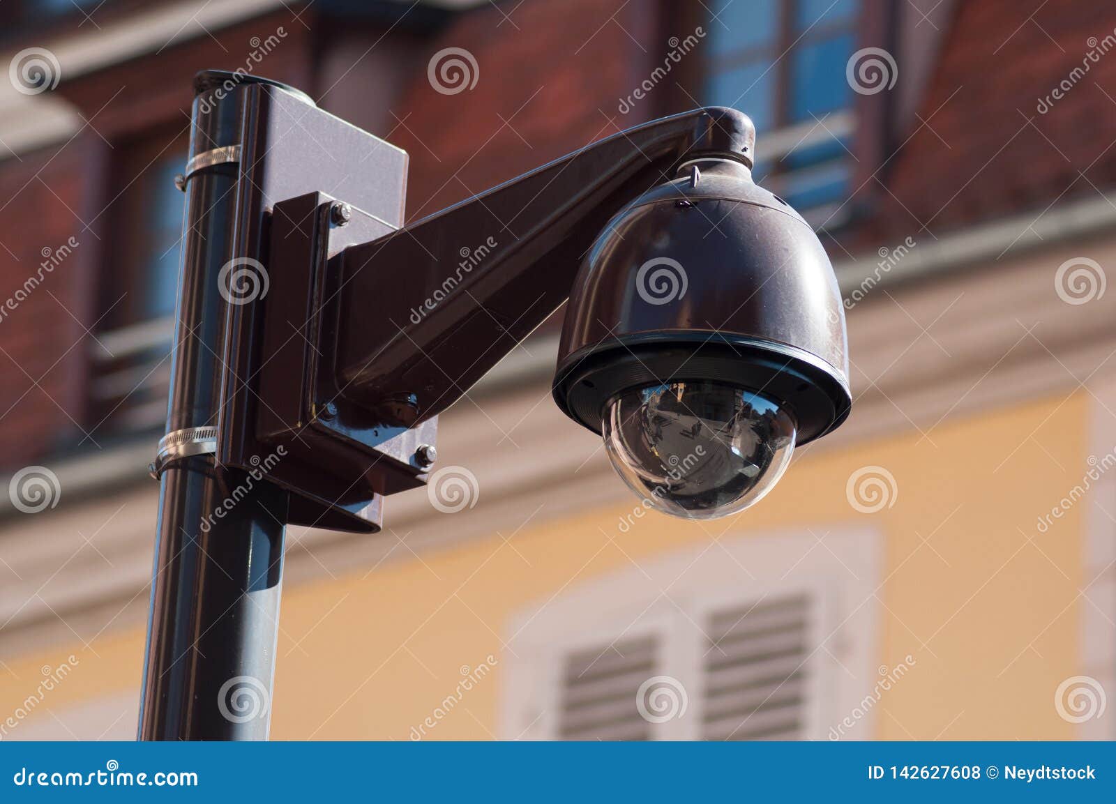 Brown Security Cameras of Security on Urban Background Stock Photo ...