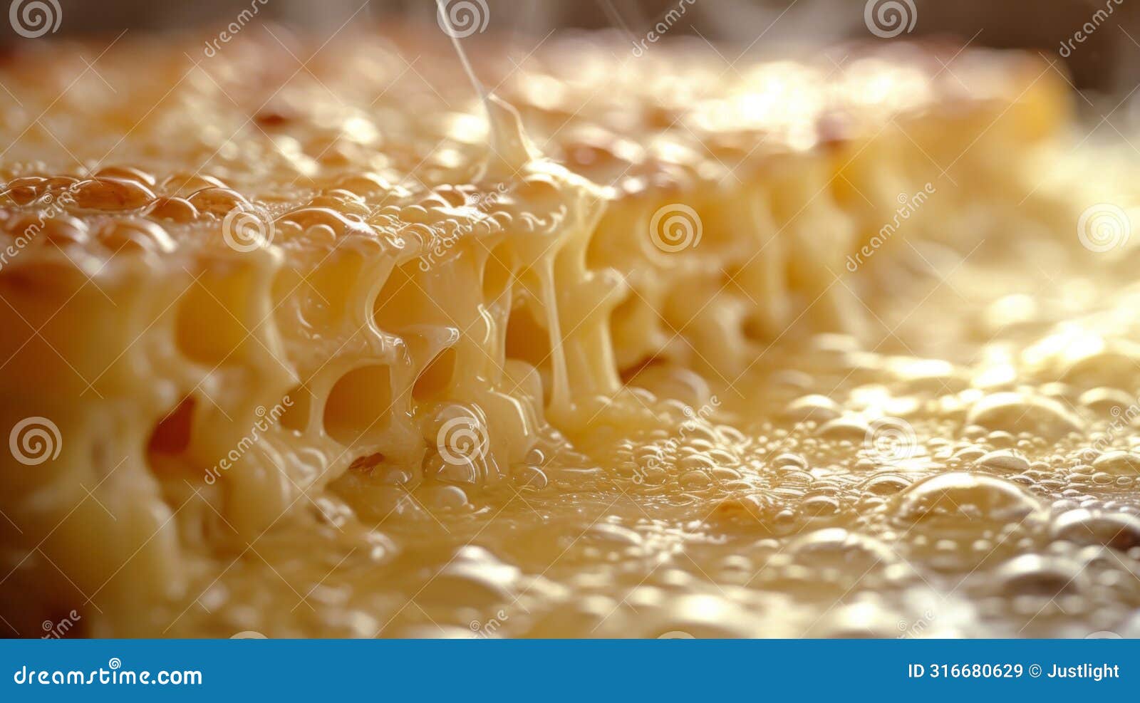 Closeup of Bubbling Melted Cheese As it Transforms from a Solid To a ...