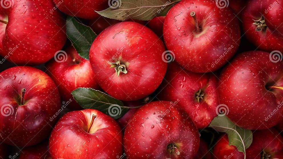 Closeup of a Bunch of Bright Red Apples Stock Photo - Image of ...
