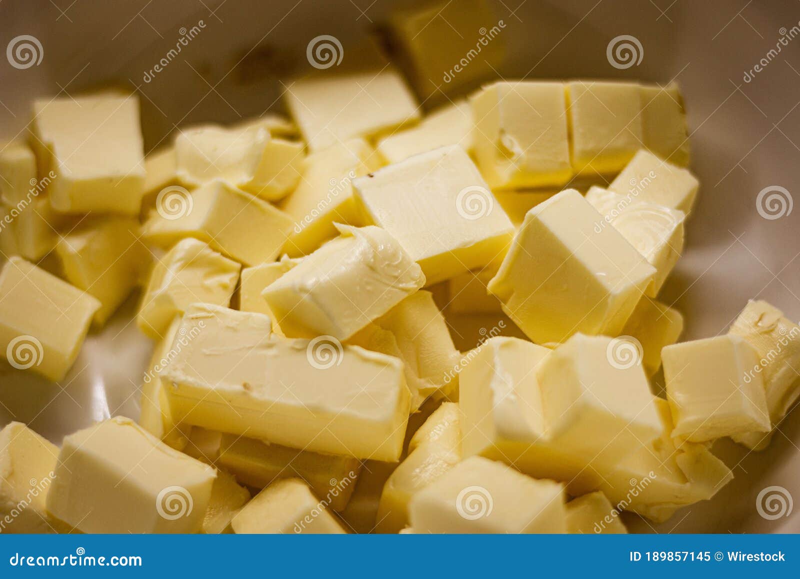 Closeup of a Bunch of Small Cubed Butter Pieces Stock Image - Image of ...